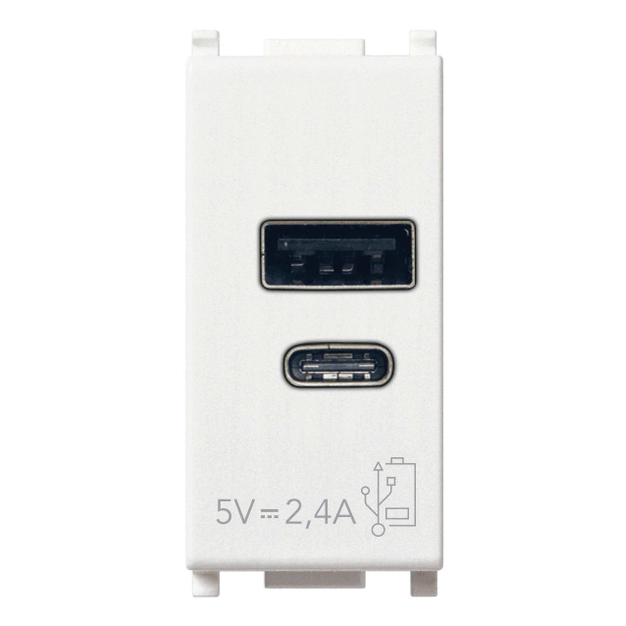 Presa di alimentazione USB C, USB A Plana VIMAR, colore bianco | Leroy ...