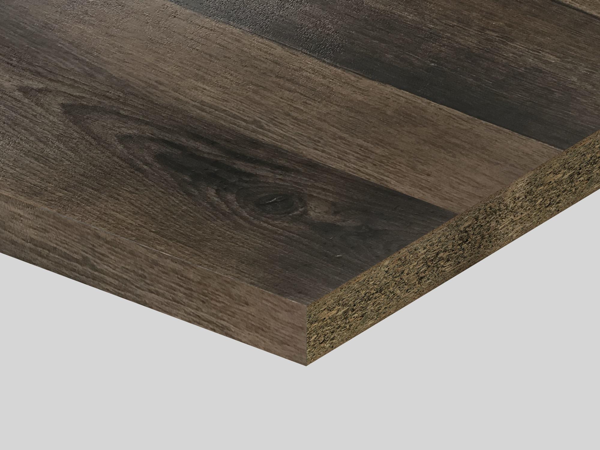 Piano cucina in truciolare rivestito in laminato hpl rovere scuro ...