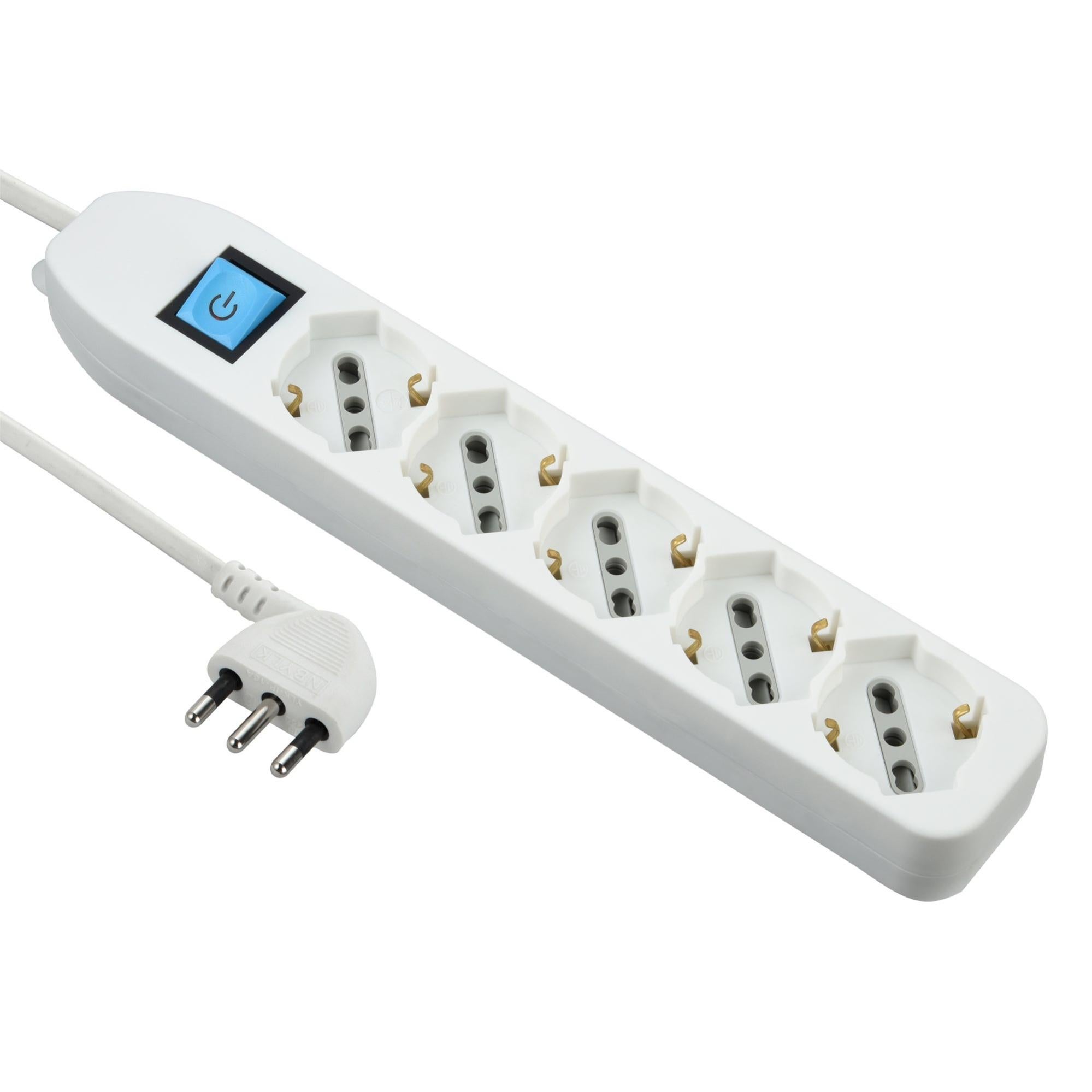 Multipresa con interruttore on-off 5 posti, spina Schuko, con cavo 1.5 ...