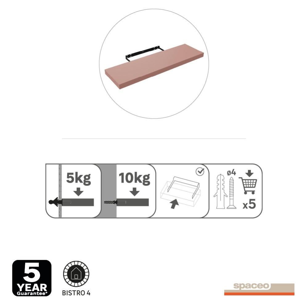 Mensola a muro Spaceo rettangolare in mdf L 80.0 cm rosa | Leroy Merlin