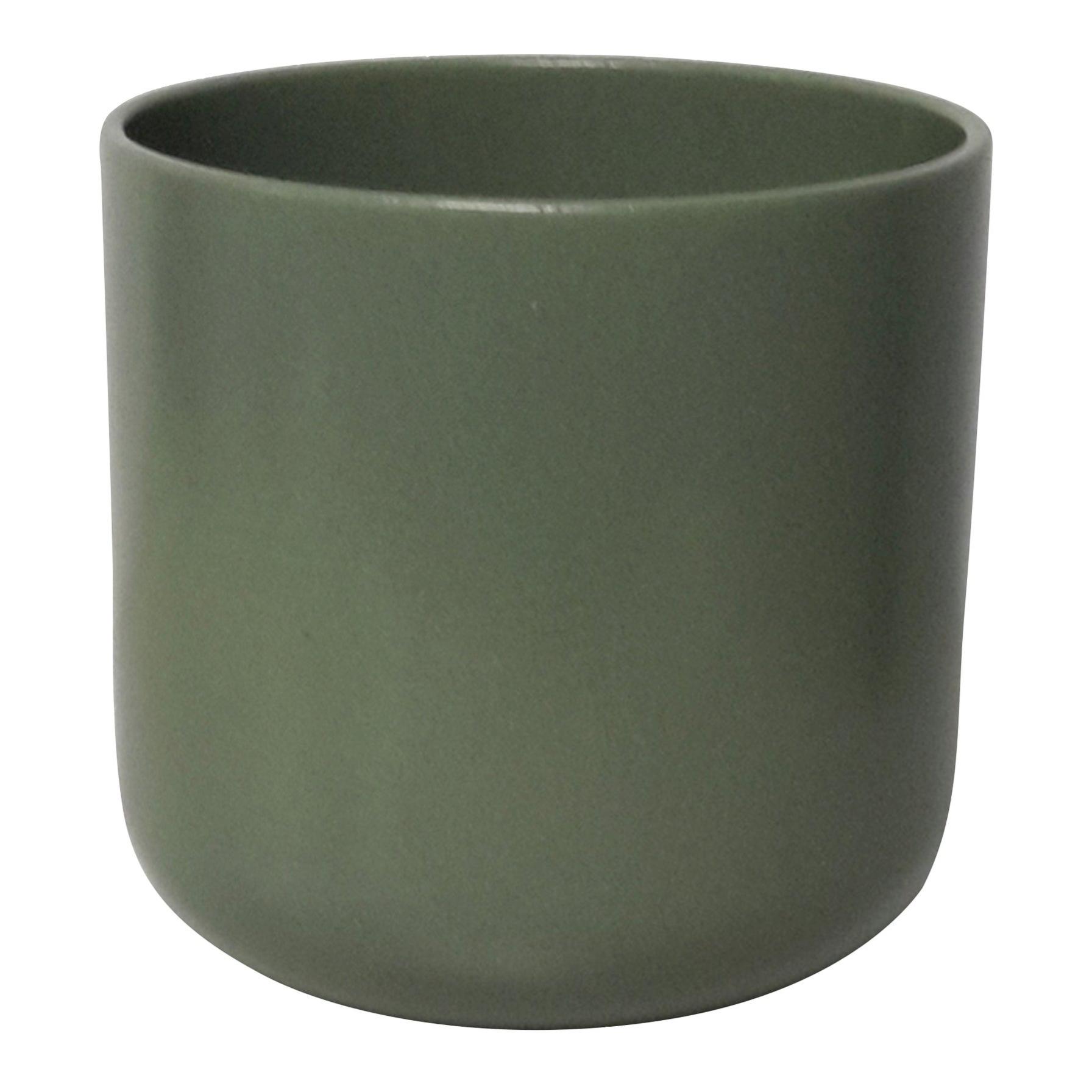 Coprivaso per piante e fiori Caspo' Cilindro in ceramica verde H 21 cm ...