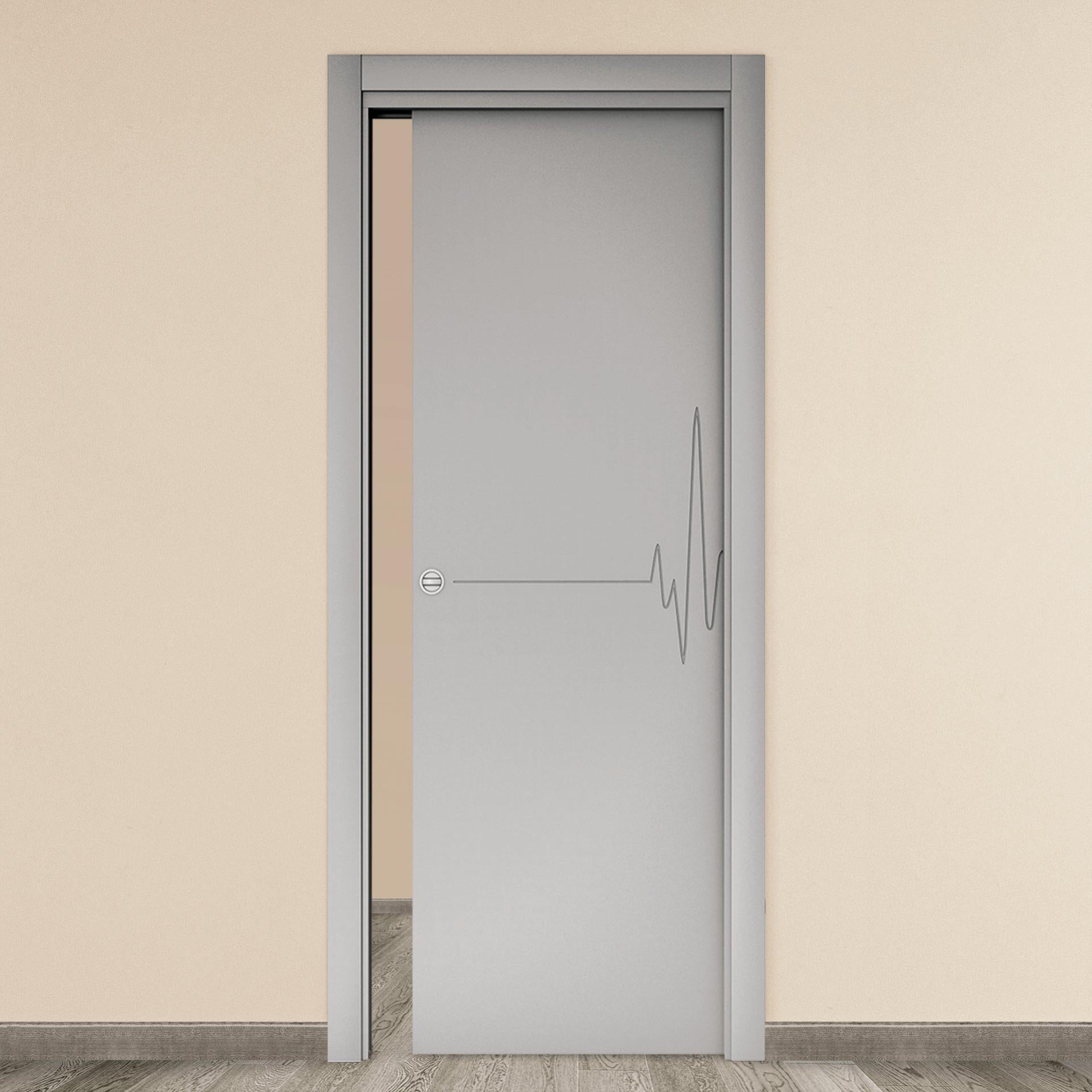 Porta scorrevole Heartbeat grigio L 70 x H 210 cm reversibile | Leroy ...