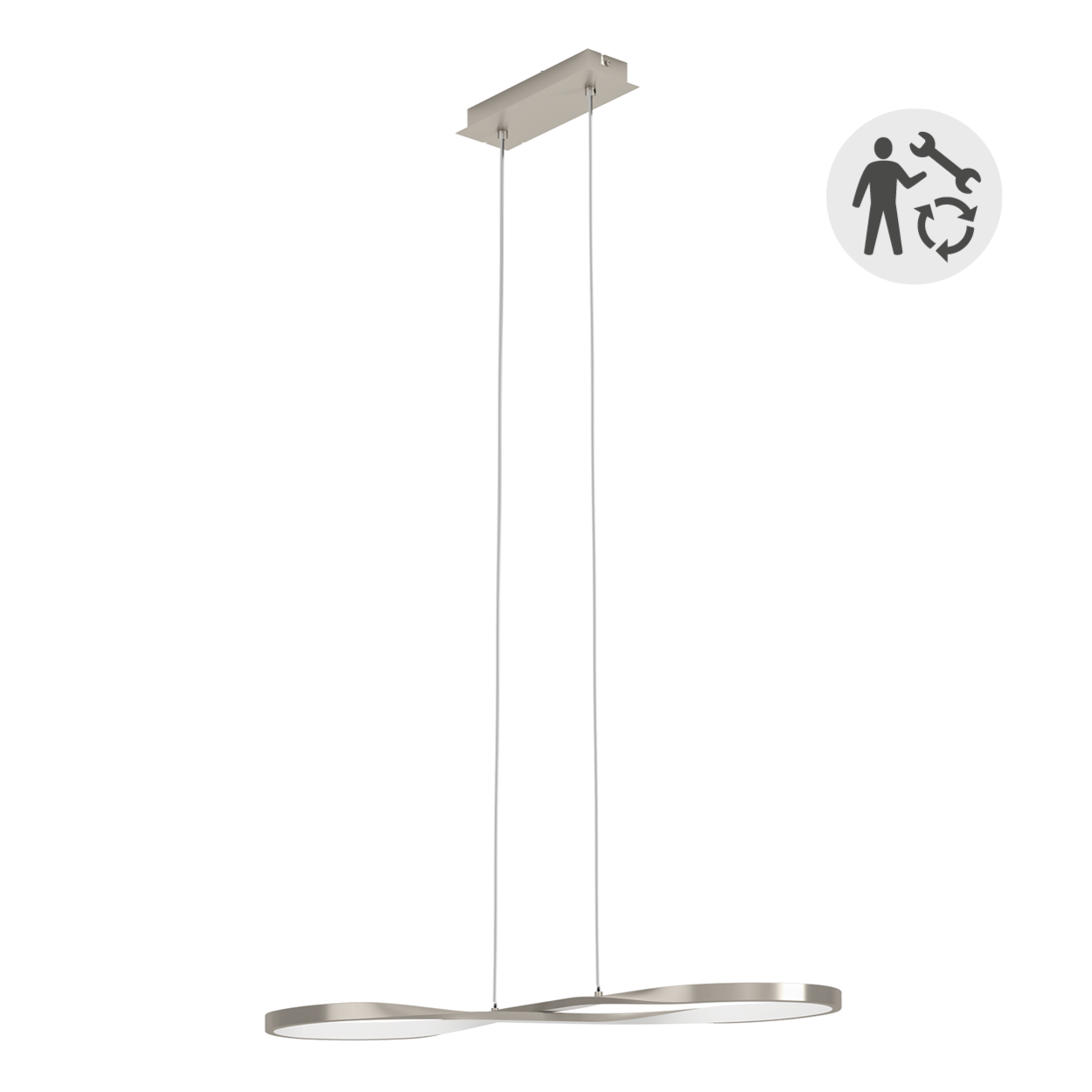 Lampadario Moderno Esme nickel opaco, in metallo, D. 0 cm, L. 70 cm ...