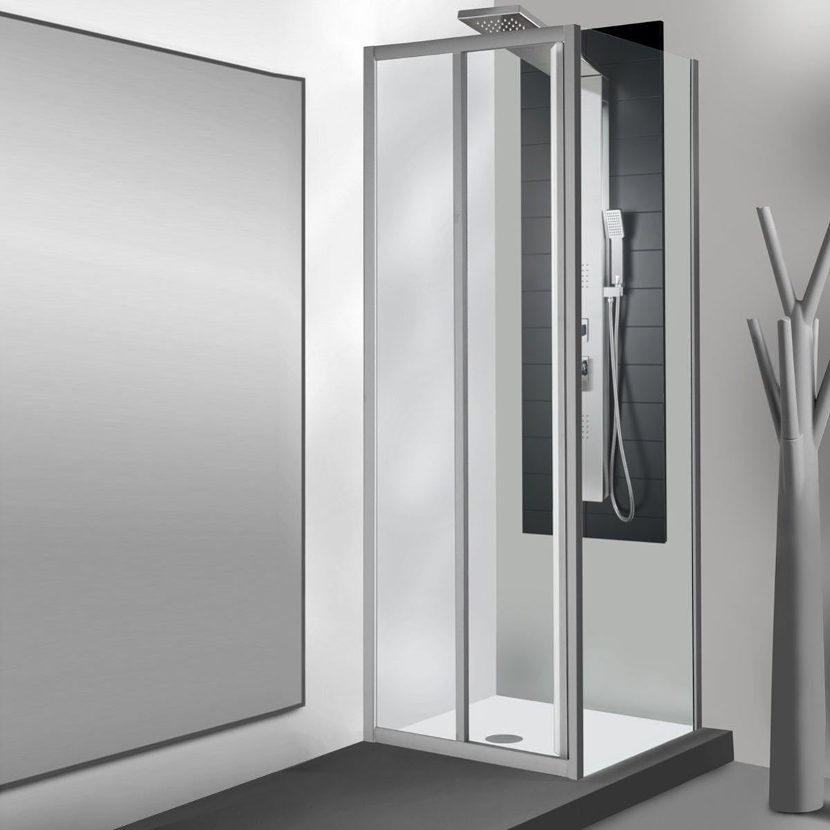 Box doccia angolare porta scorrevole e lato fisso rettangolare ...