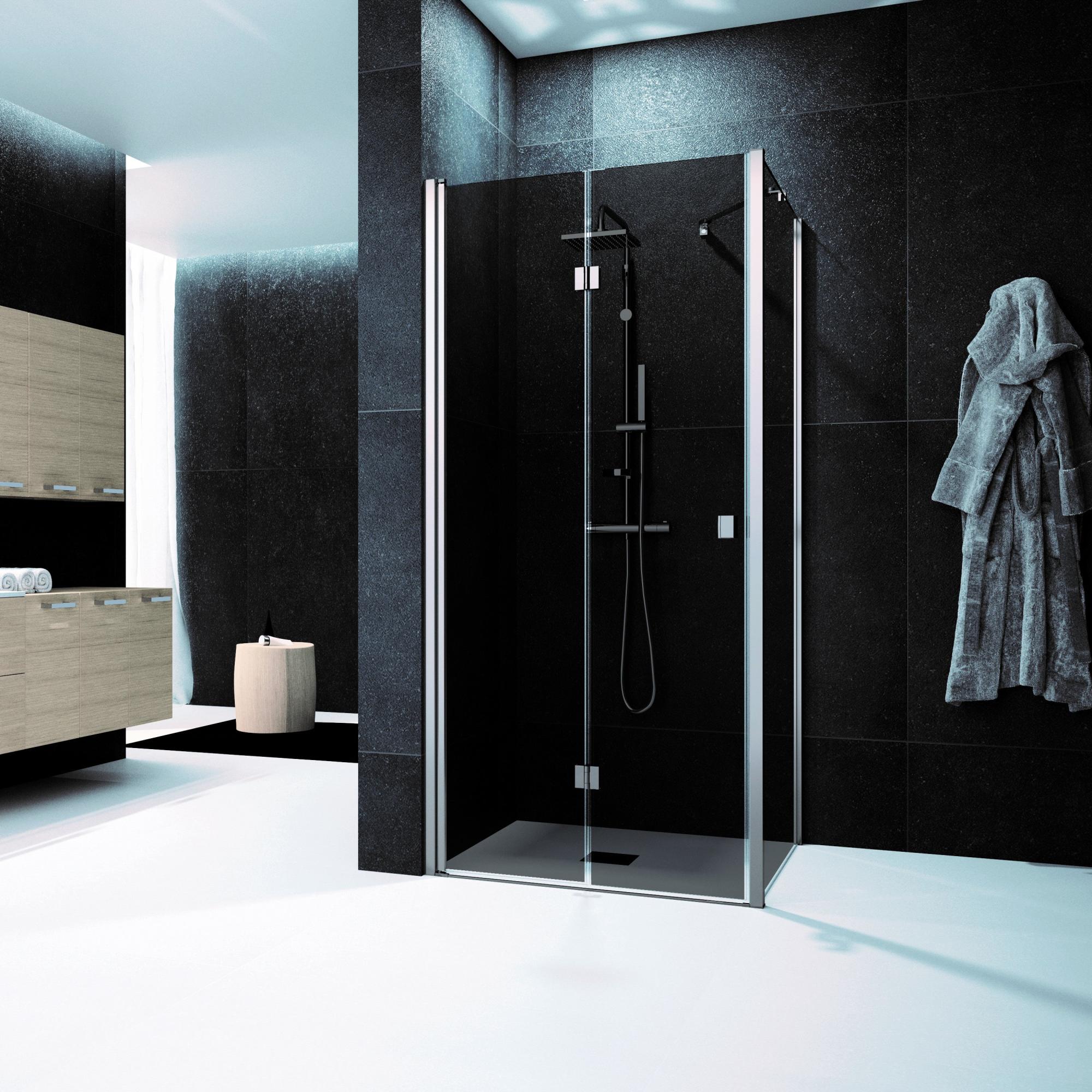 Box doccia angolare con porta pieghevole e lato fisso rettangolare Glam ...