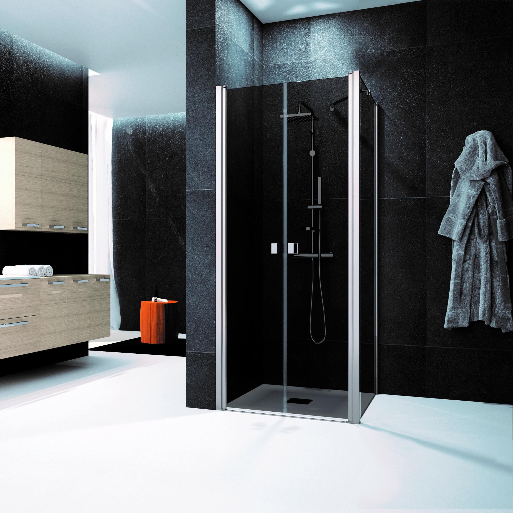 Box doccia rettangolare 2 ante a battente Glam 90 x 80 cm, H 200 cm in ...