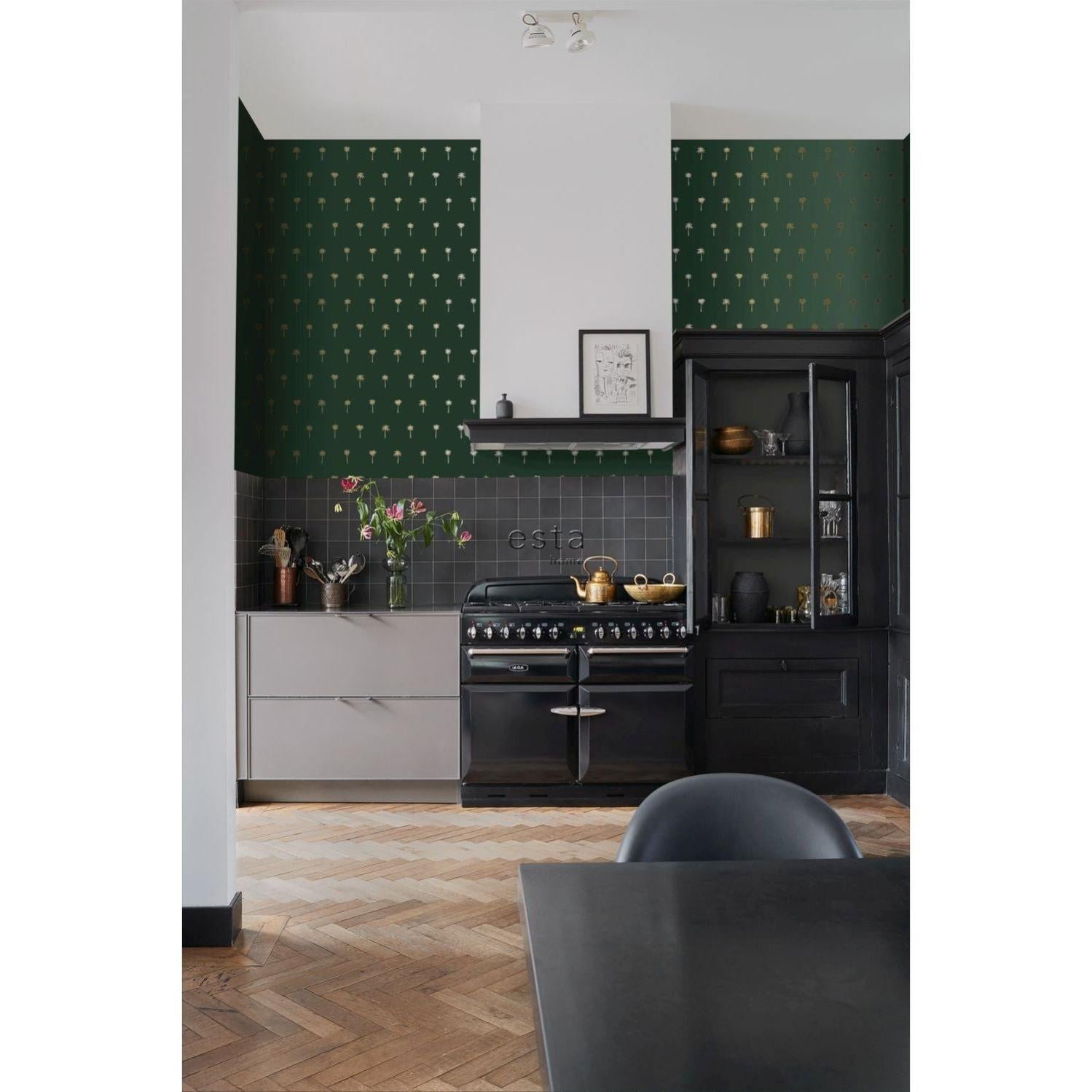 Carta da parati Paradise Palme verde smeraldo e oro, 53 cm x 10.05 m ...