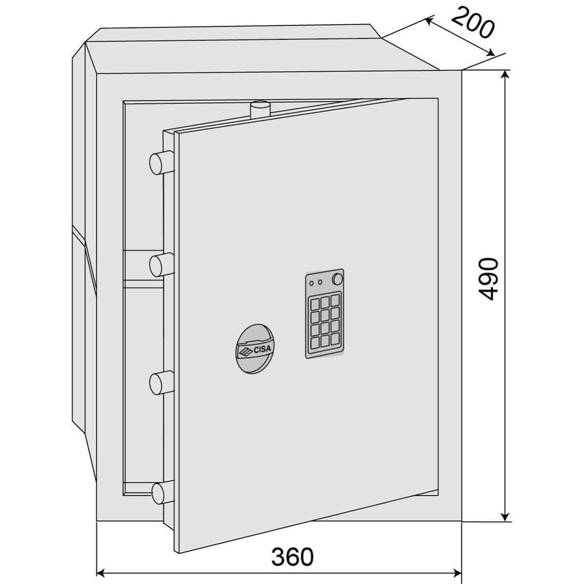 Cassaforte con codice elettronico CISA DGT Vision a incasso L 36 x H 49 ...