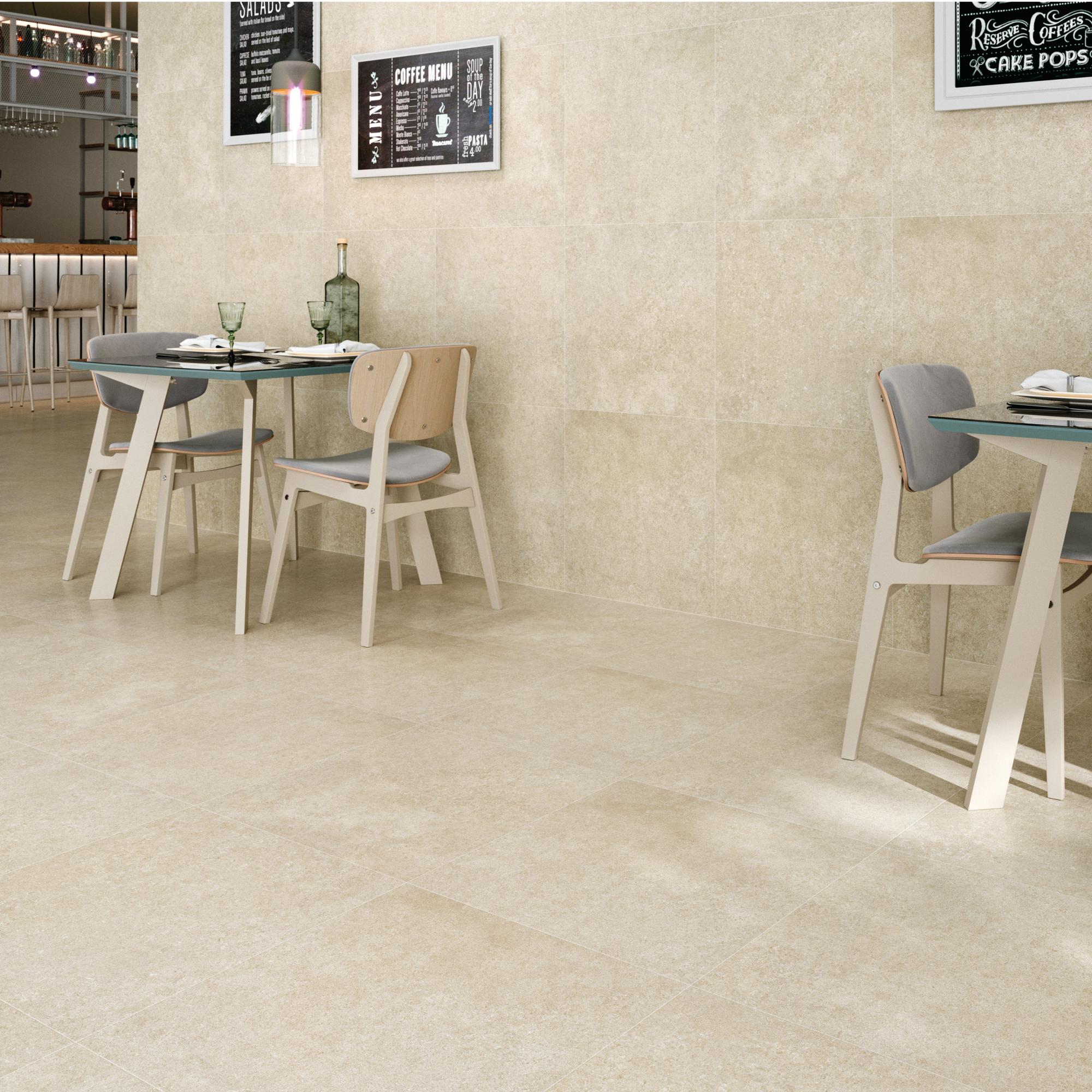 Gres porcellanato smaltato per interno 60x60 effetto cemento sp. 10 mm Ozone Bone beige | Leroy ...