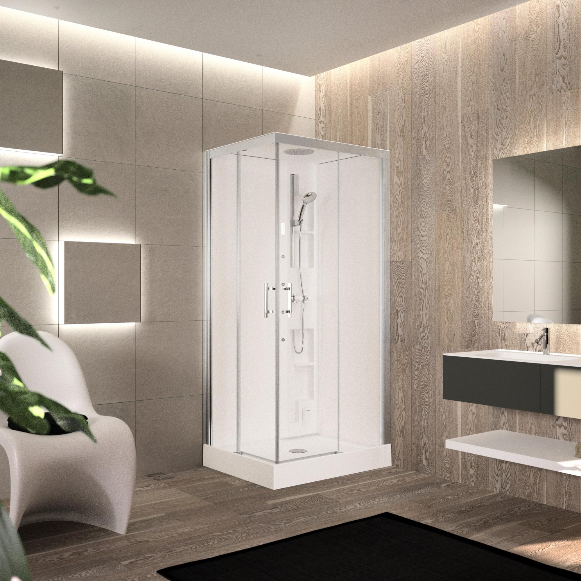 Cabina doccia con tetto rettangolare PERLA 100 x 80 cm | Leroy Merlin