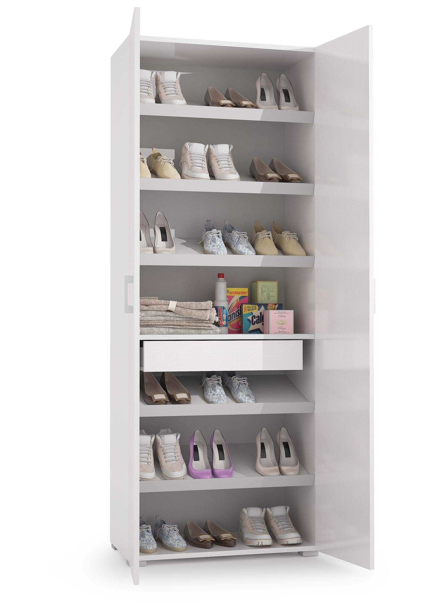 Scarpiera MOBILE SCARPIERA CON SPECCHIO 2 ante L 73 x H 195 x P 35 cm ...