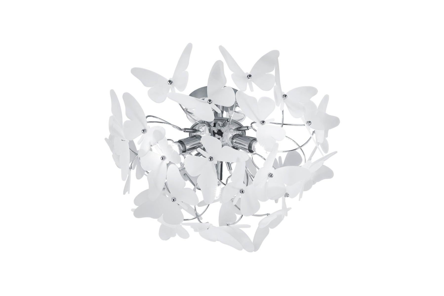 Plafoniera moderno Butterfly cromato lucido, in metallo, D. 45 cm 3 ...