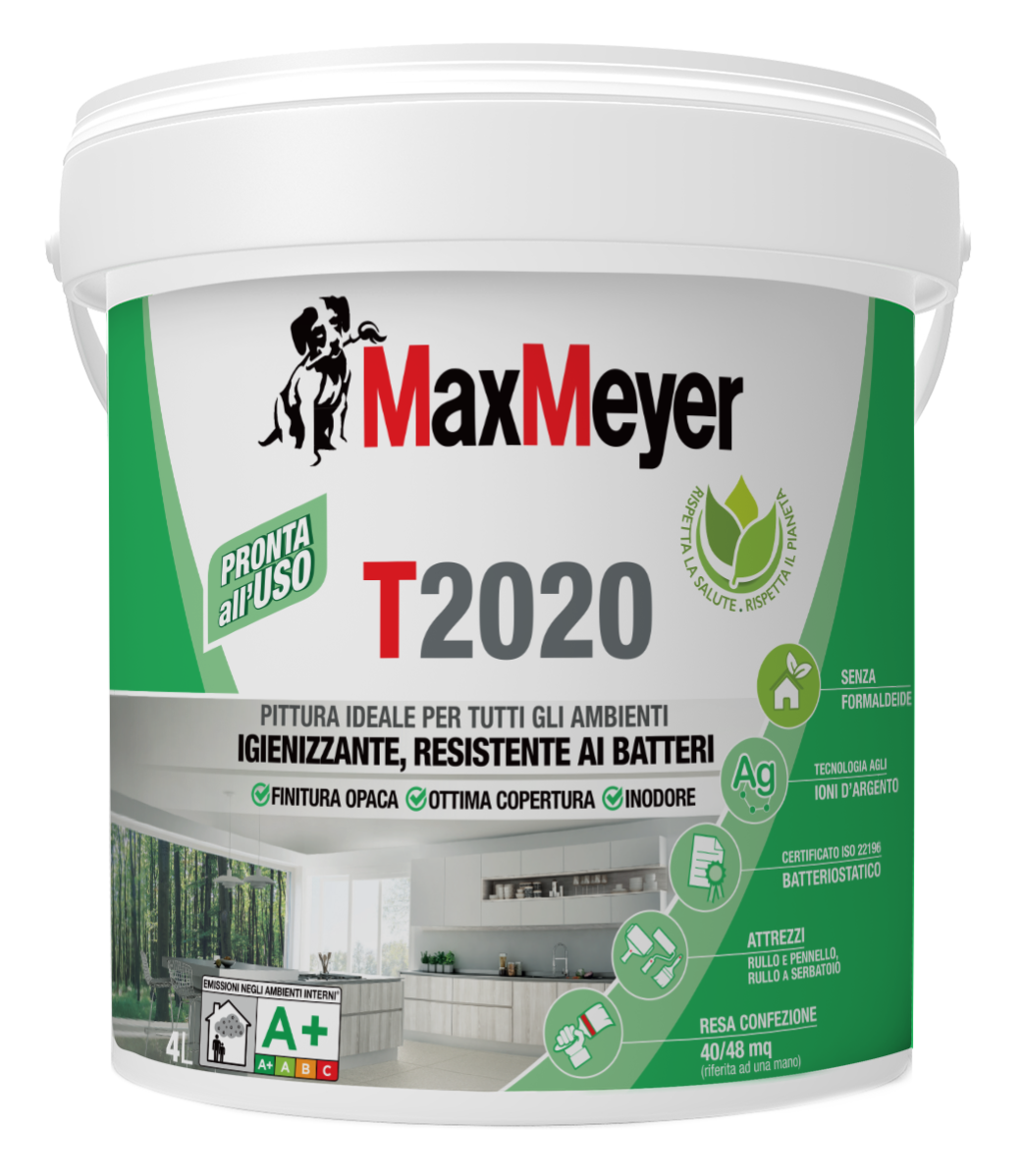 Pittura per interni traspirante, MAX MEYER T2020 bianco opaco, 4 L ...