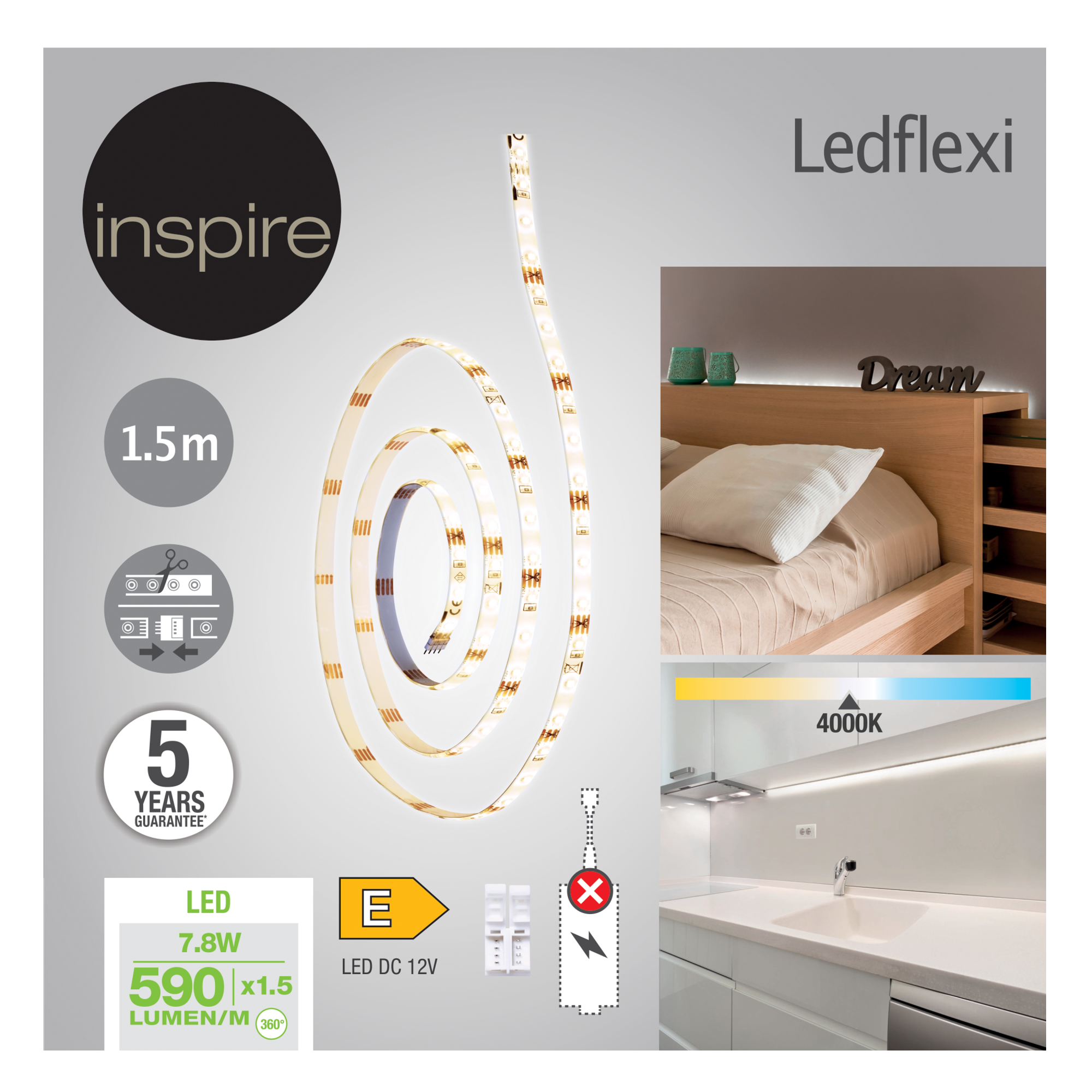 Striscia led 1.5m luce bianco naturale 885LM INSPIRE | Leroy Merlin