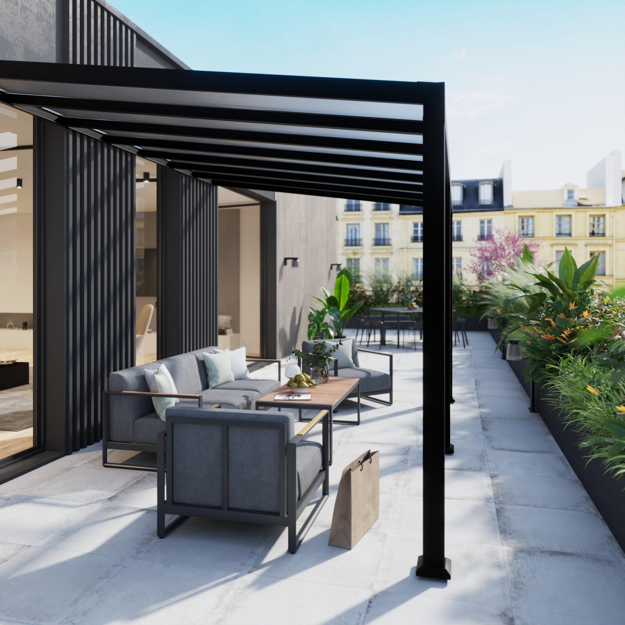 Pergola addossata alluminio Borea grigio scuro L 419 cm x P 300 cm ...