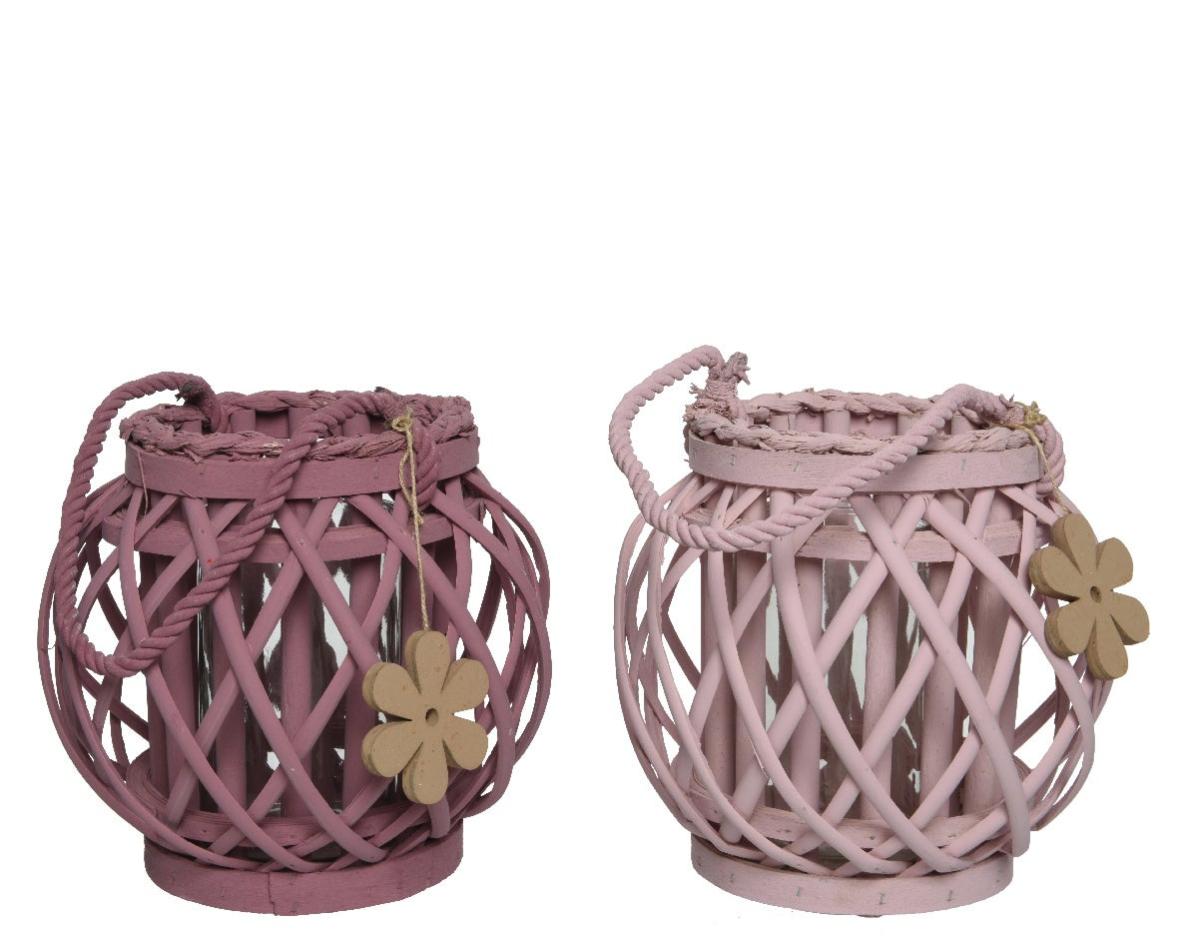 Lanterna Salice 2 col Rosa 20 cm in legno rosa | Leroy Merlin