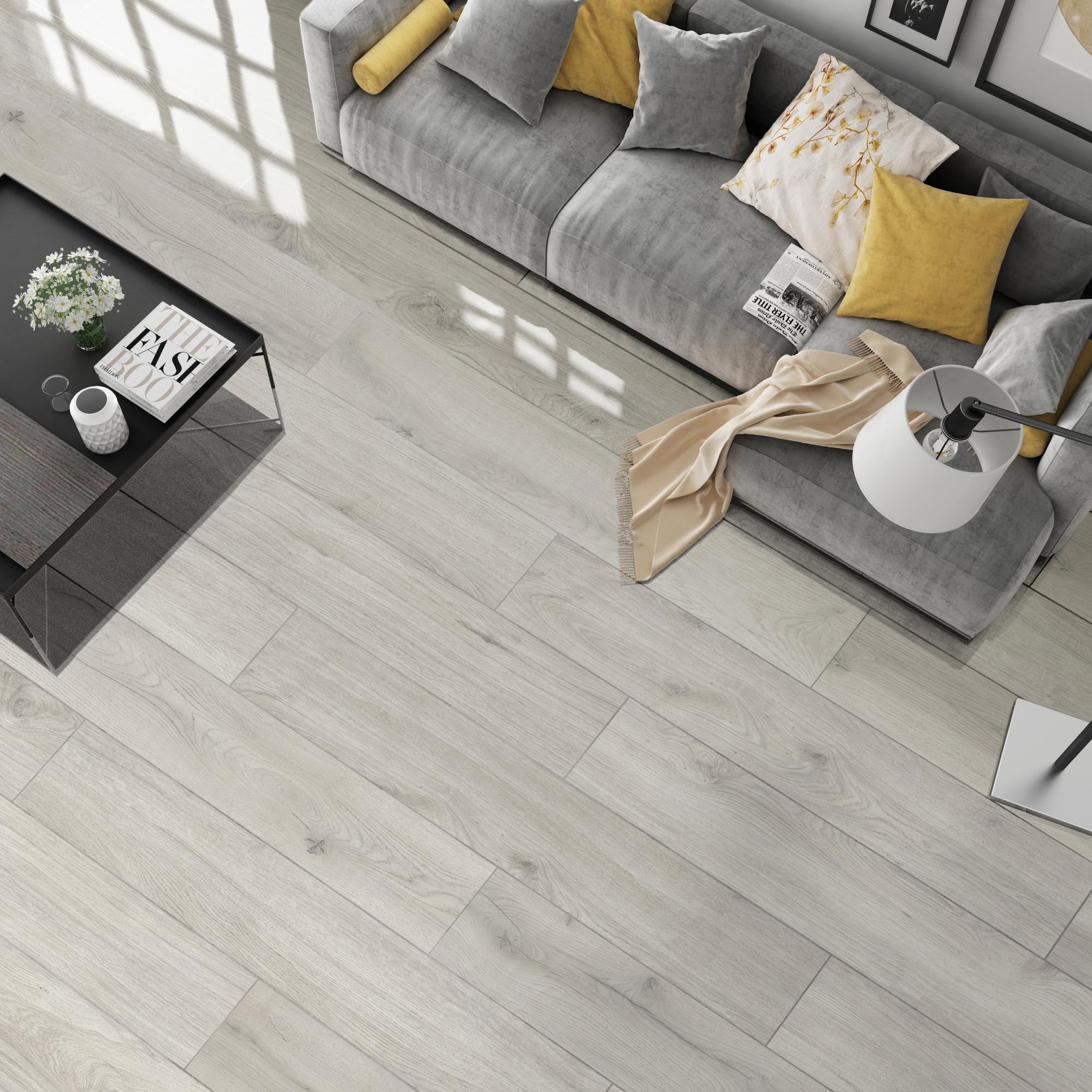 Gres porcellanato smaltato per interno 122x122 effetto legno sp. 9.5 mm Quiet Wood grigio ...