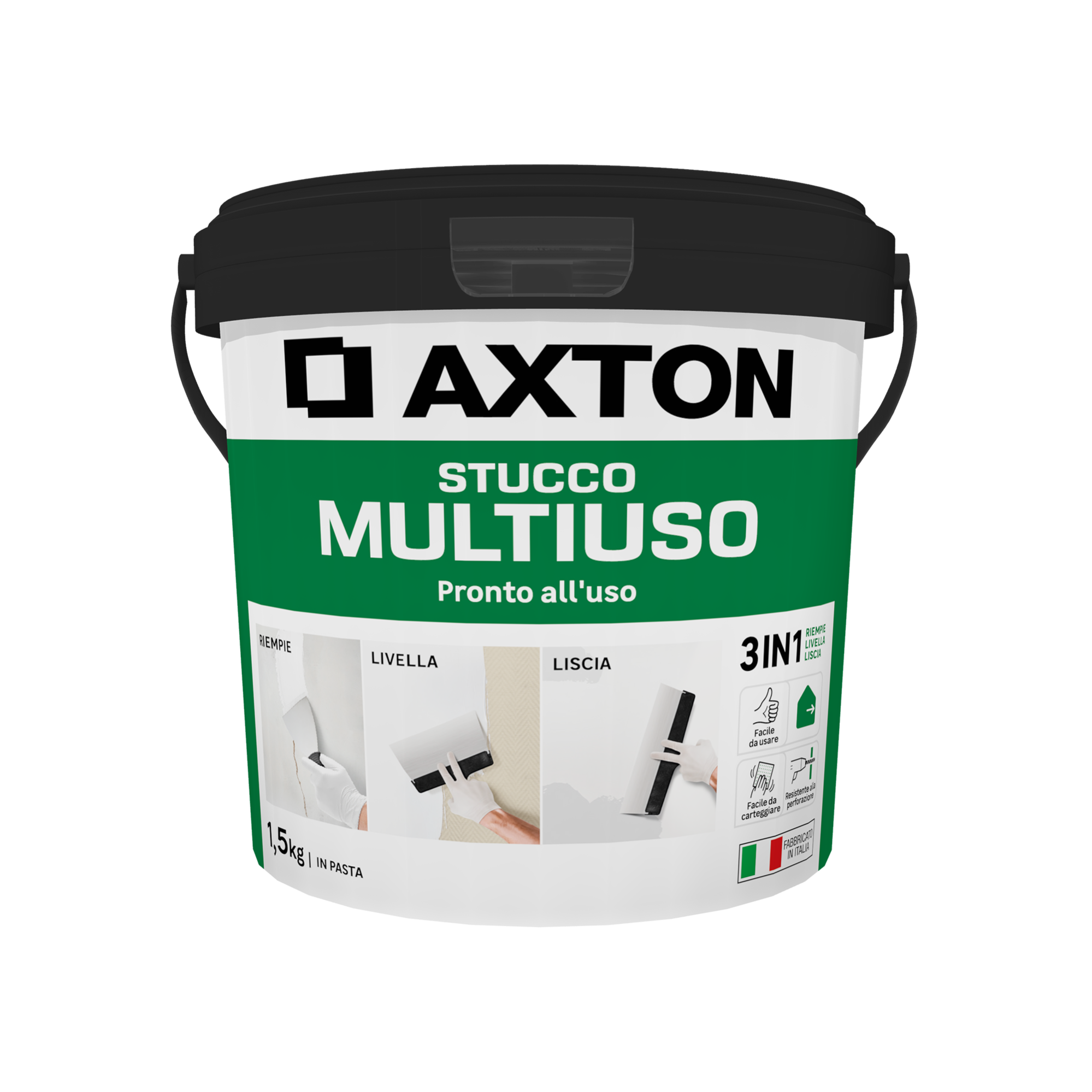 Stucco in pasta per interno AXTON stucco in pasta multiuso 1.5 kg bianco | Leroy Merlin
