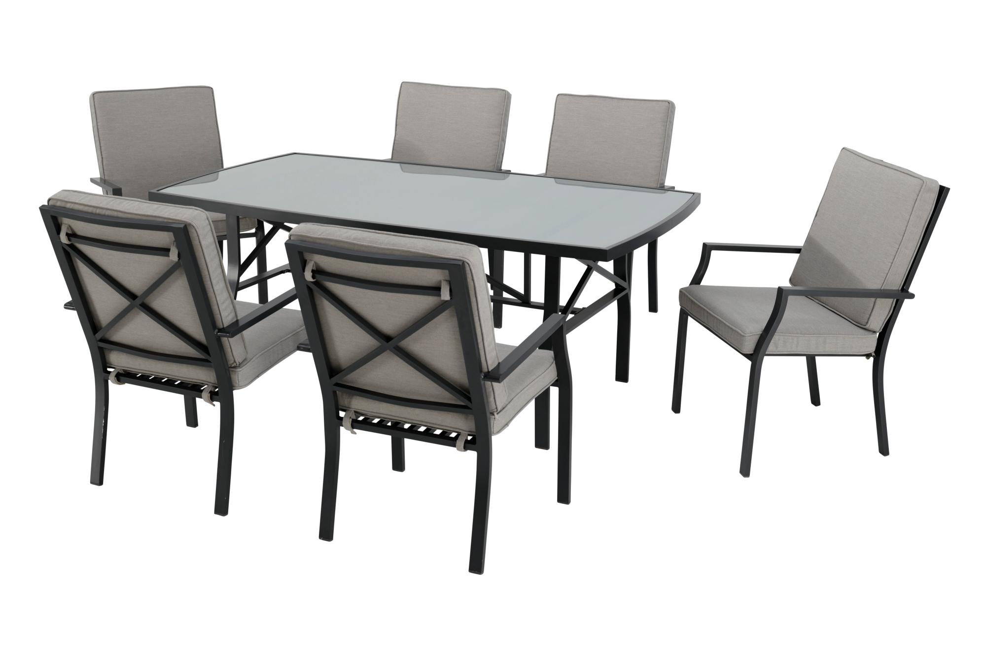 Set tavolo e sedie Turin NATERIAL in alluminio per 6 persone, nero ...