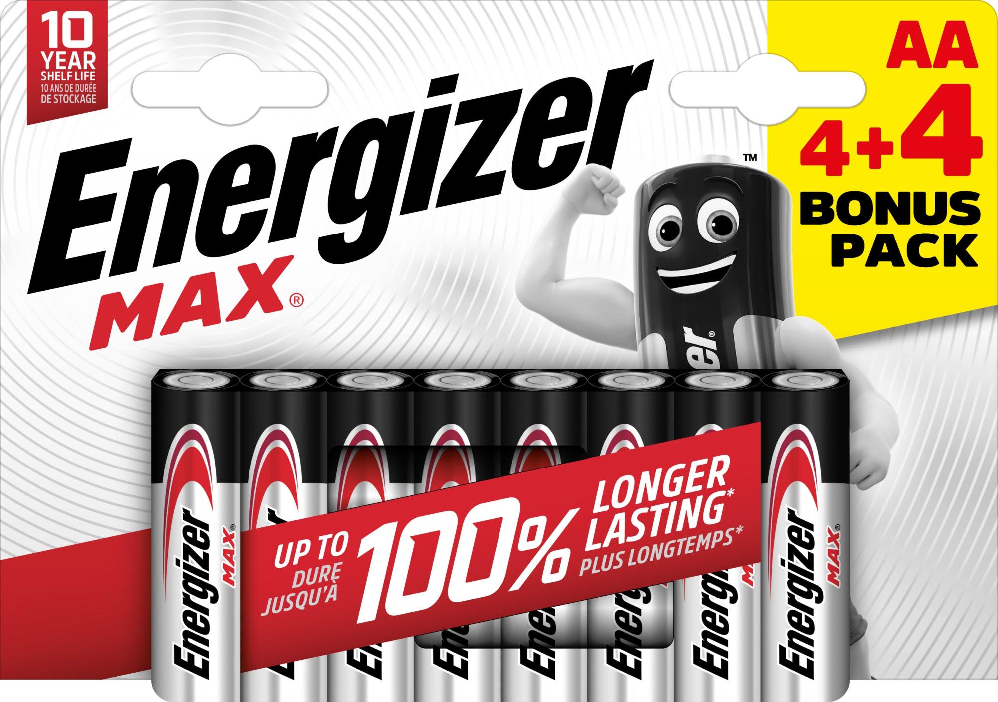 Pila LR06 ENERGIZER ENERGIZER MAX AA CHP8 4+4 FREE 8 batterie | Leroy ...