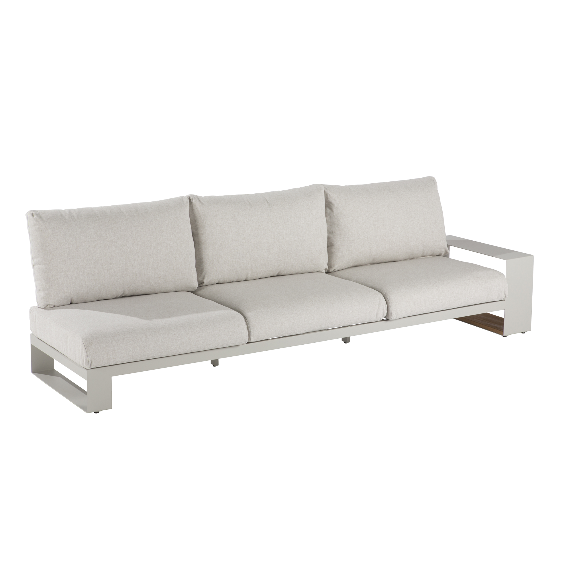 Divano da giardino con cuscino Surrey NATERIAL con braccioli in teak ...