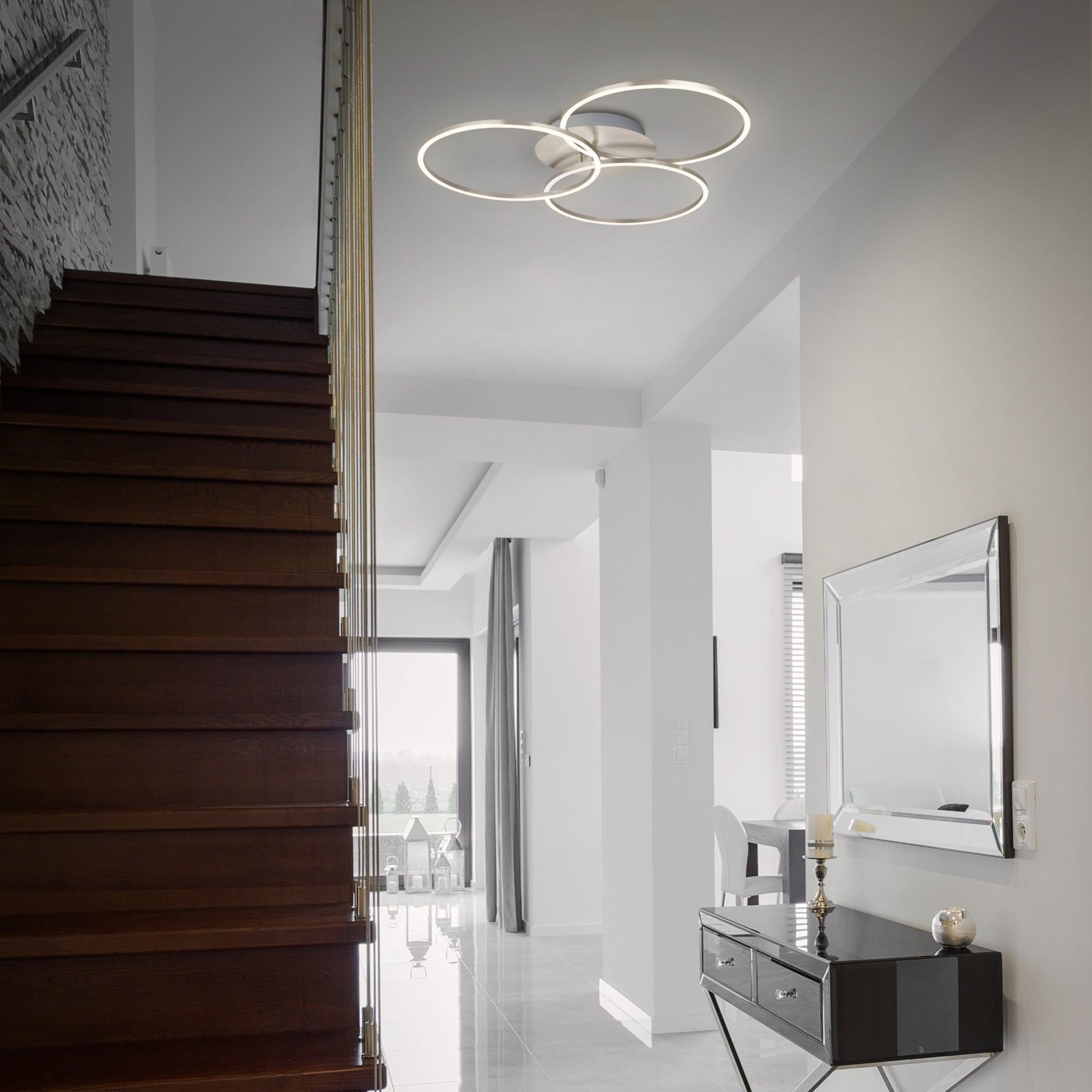 Plafoniera moderno LED Frame, argento Ø 67 cm, luce calda | Leroy Merlin