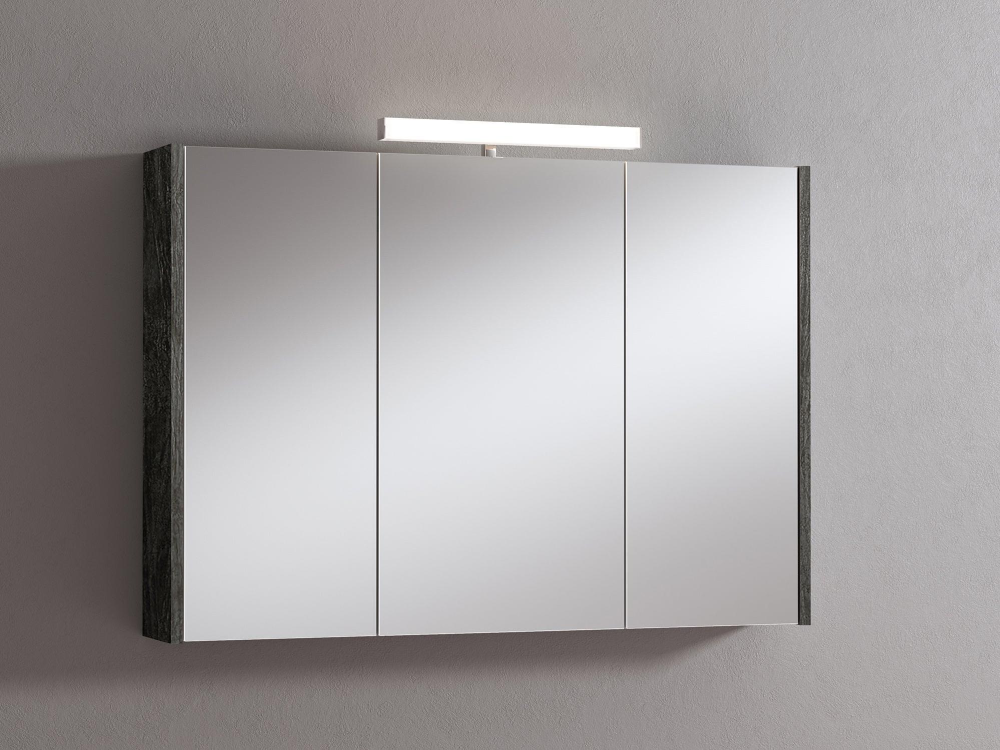 Specchio contenitore con luce Akira L 100 x P 15.5 x H 70 cm tigerwood | Leroy Merlin