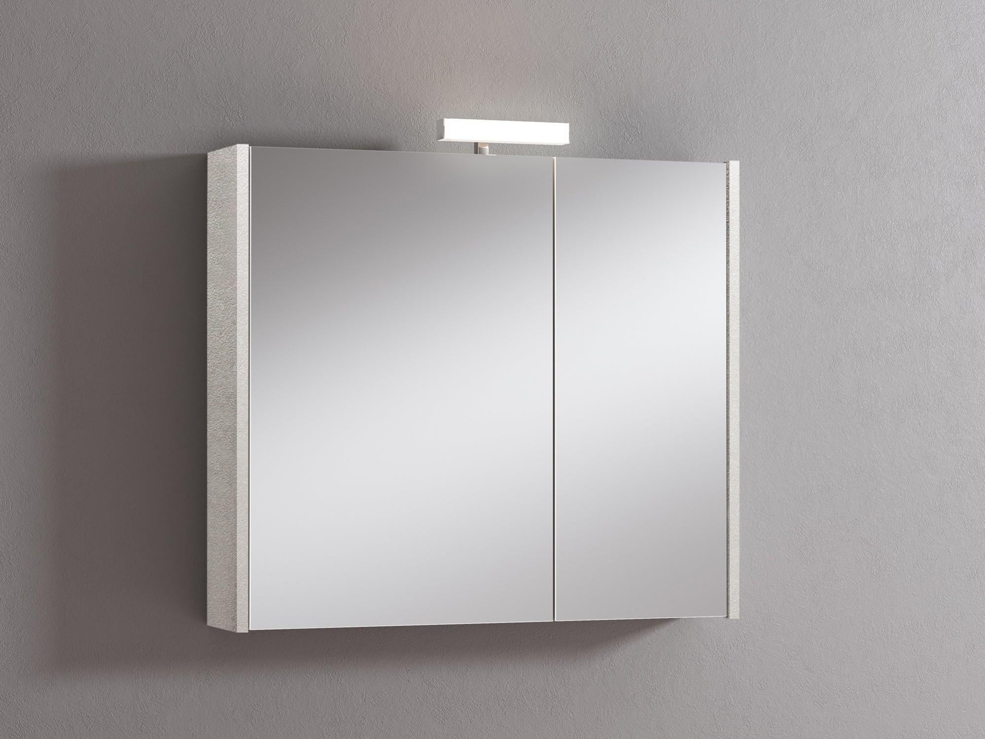 Specchio contenitore con luce Akira L 80 x P 15.5 x H 70 cm cemento ...