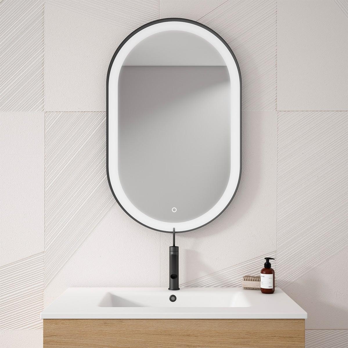 Specchio con illuminazione integrata bagno ovale L 50.5 x H 80.5 cm ...