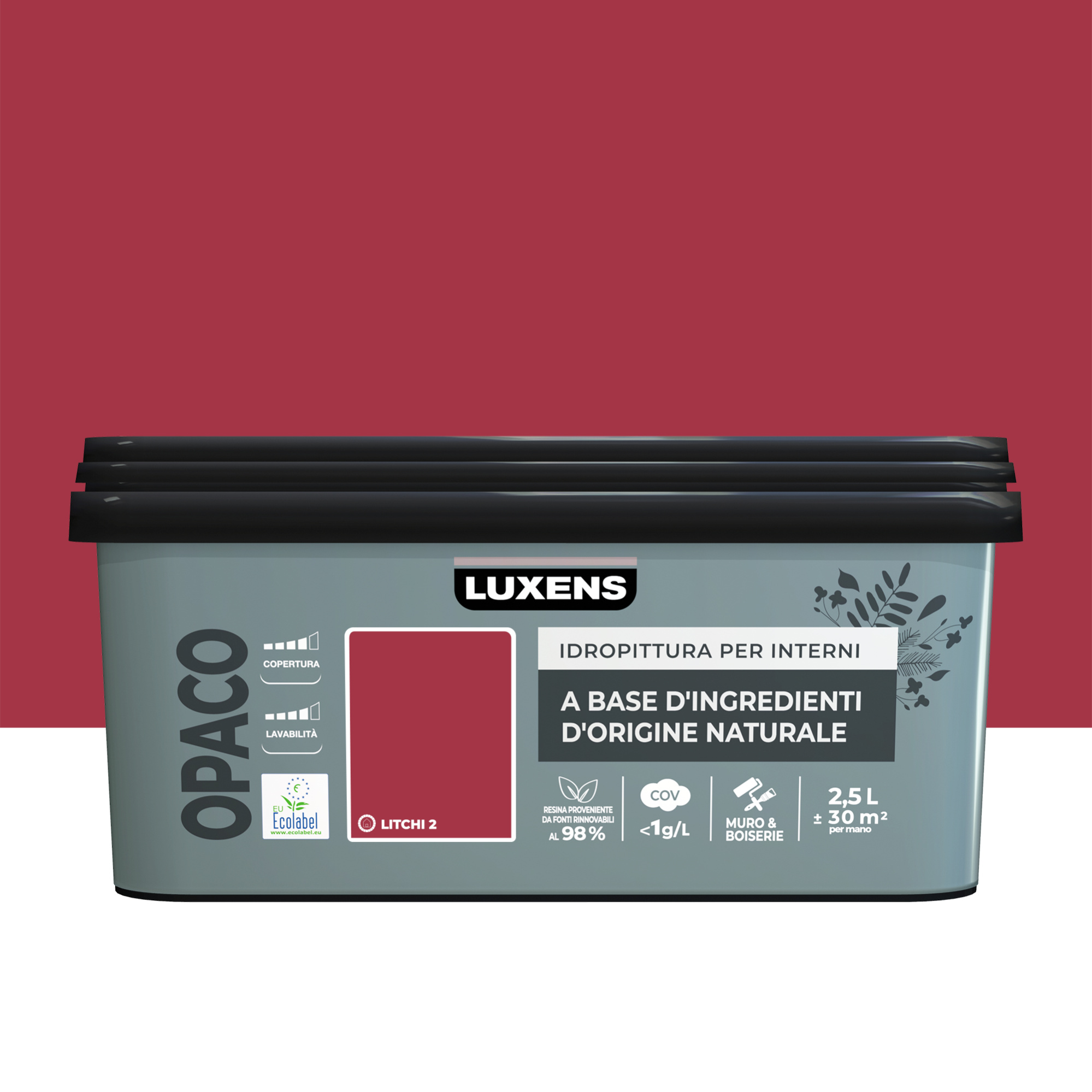 Pittura per interni, lavabile LUXENS rosso litchi 2, 2.5 L | Leroy Merlin