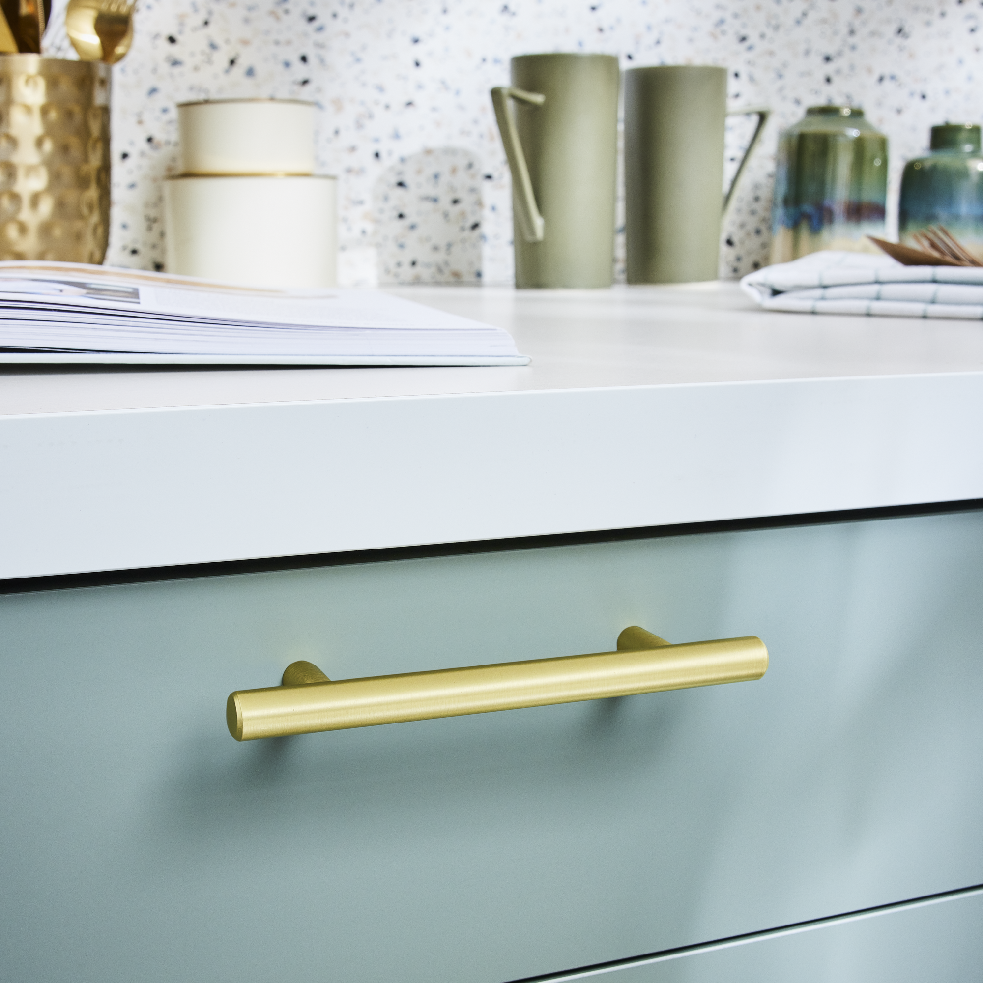 Maniglia per mobili in acciaio ottone spazzolato Sara INSPIRE interasse ...