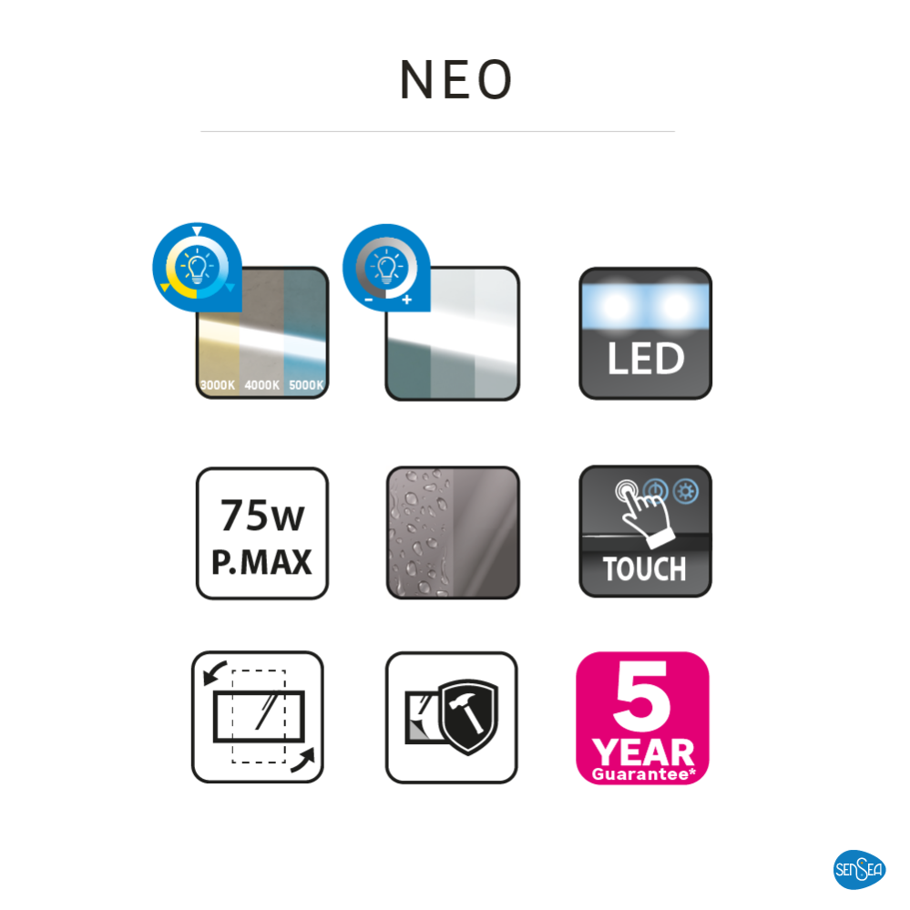 Specchio con illuminazione integrata bagno rettangolare L 120 x H 90 cm ...