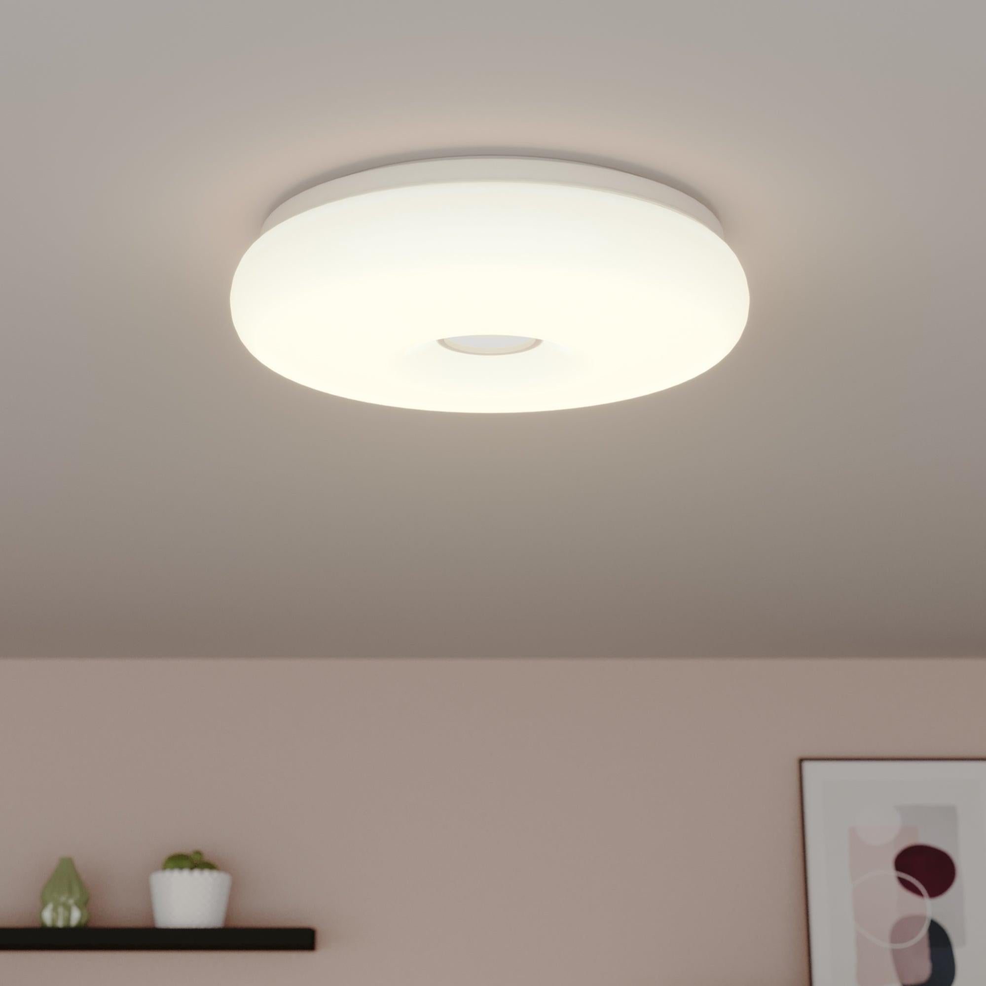 Plafoniera moderno LED Donut, bianco Ø 40 cm, luce naturale dimmerabile ...