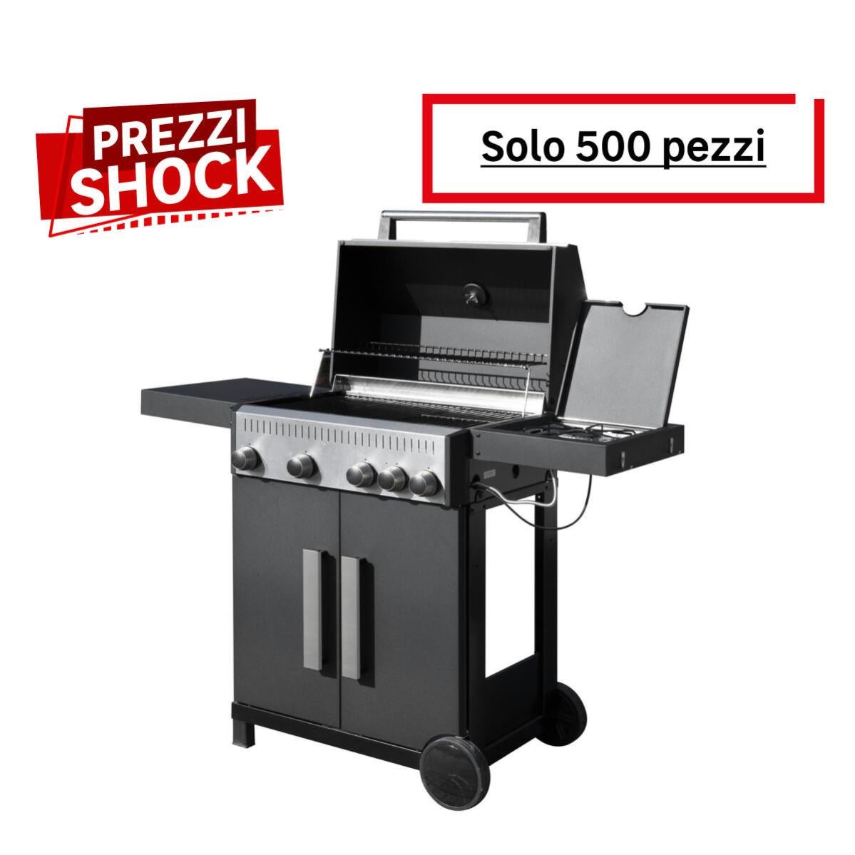 Barbecue a gas B500, 4 bruciatori con fornello laterale extra | Leroy ...