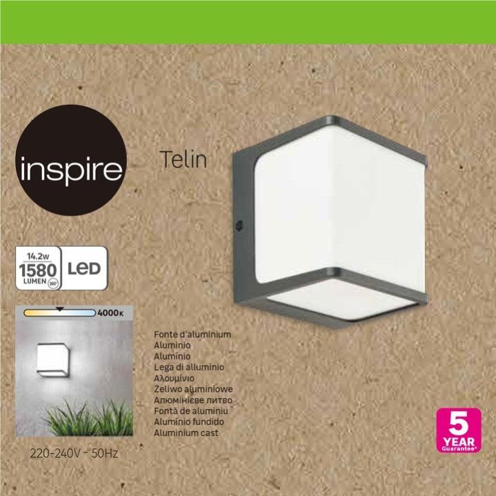Applique LED moderno da esterno Telin grigio INSPIRE IP54 | Leroy Merlin