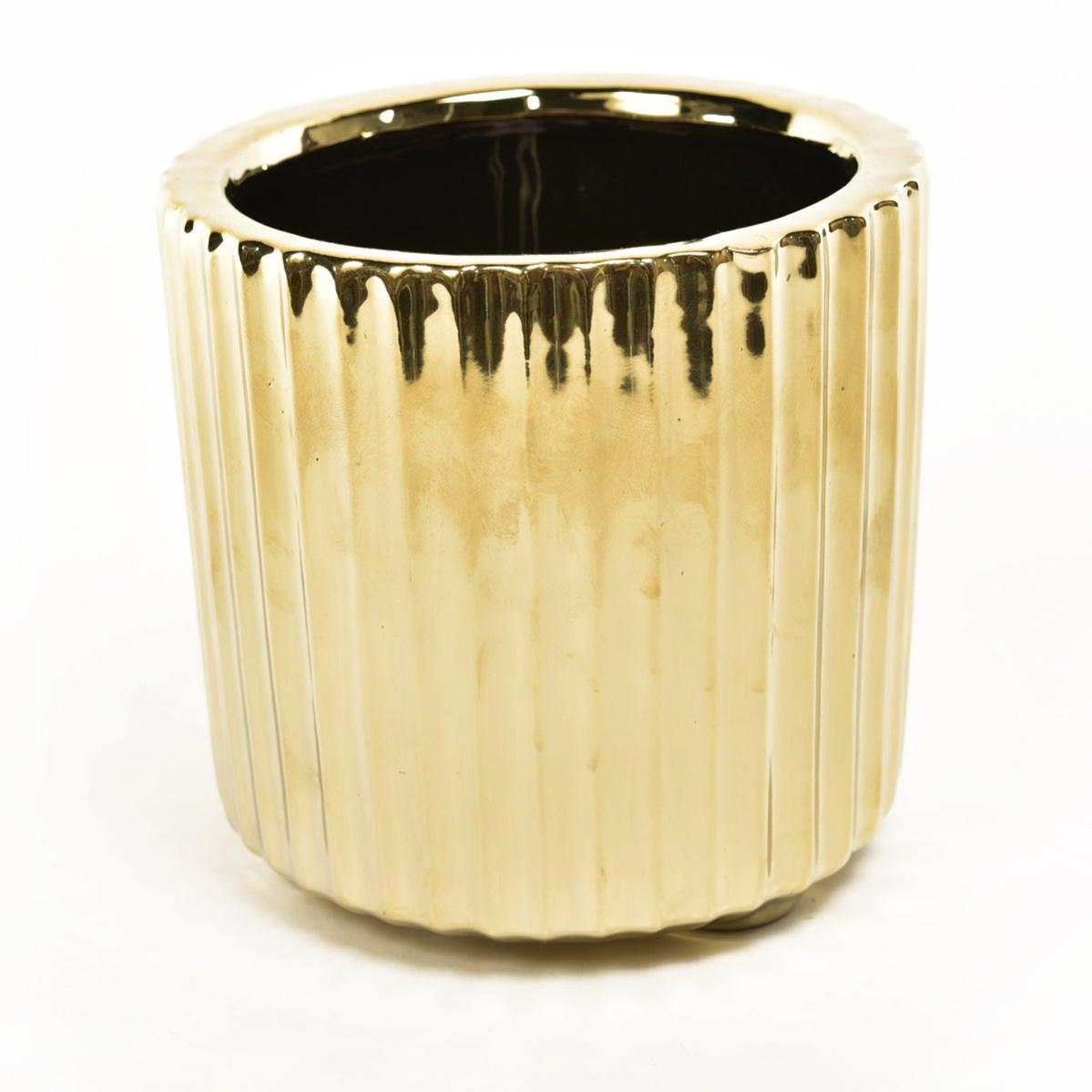 Vaso per piante e fiori Oro in ceramica colore Oro H 14 cm, P 15 cm ...