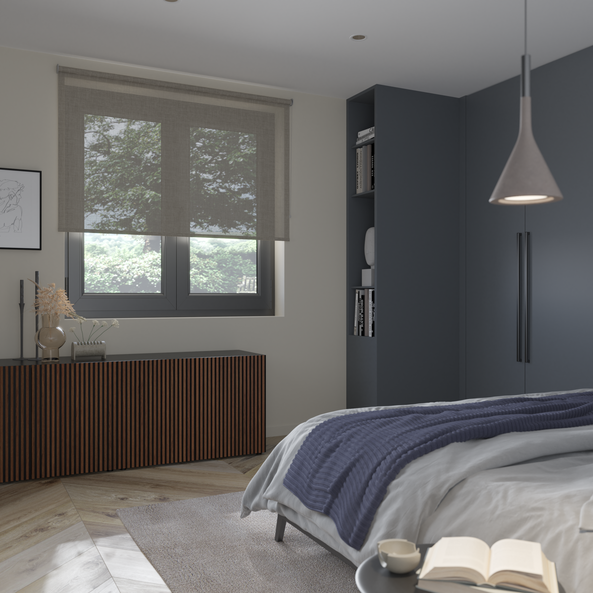 Tenda a rullo motorizzabile INSPIRE Screen Puebla grigio / argento ...