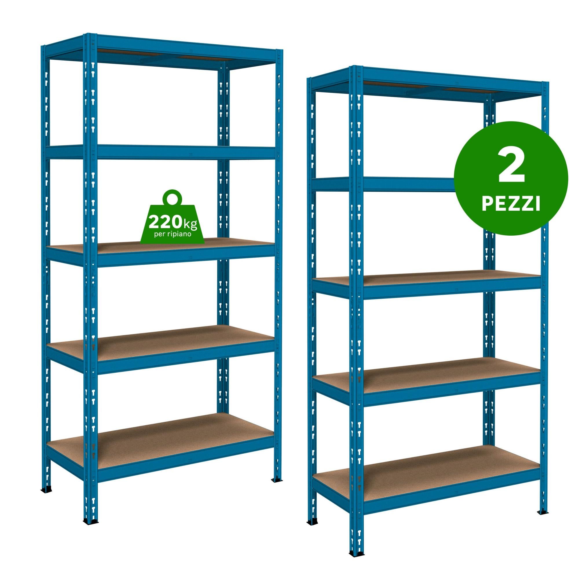 Set di 2 scaffali Pokerino L 100 x P 40 x H 180 cm, portata per ripiano ...