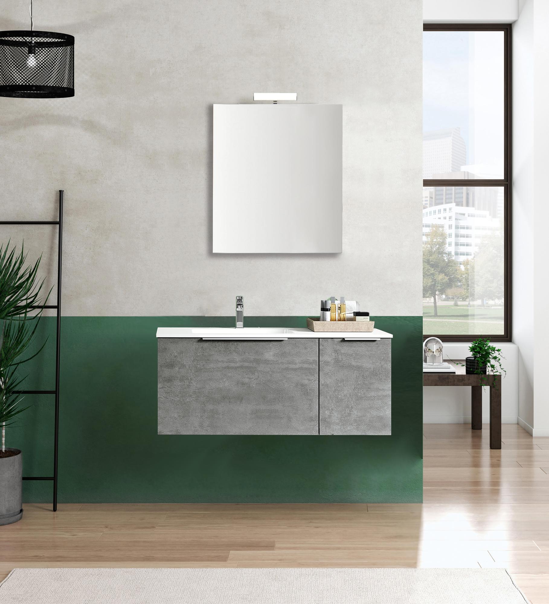 Mobile sottolavabo e lavabo Portaland cemento L 91 x H 40 x P 46 cm ...