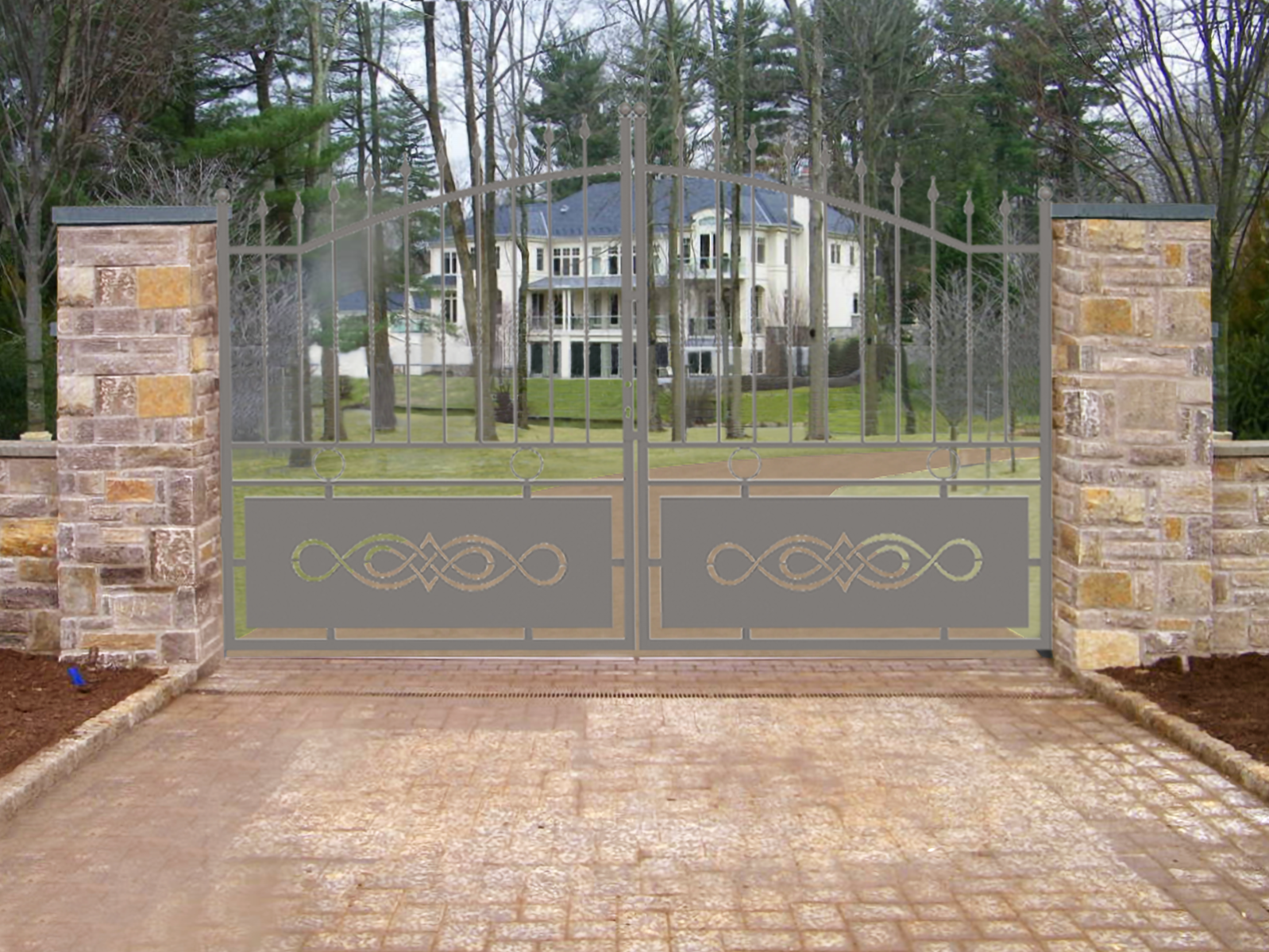 Cancello Zerbion in ferro, apertura centrale, L 300 x 200 cm, di colore ...