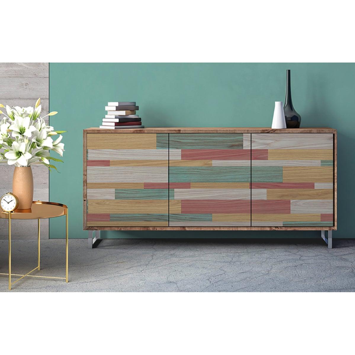 Pannello mdf decoro intarsi listoni colorati L 120 x H 60 cm Sp 19 mm ...