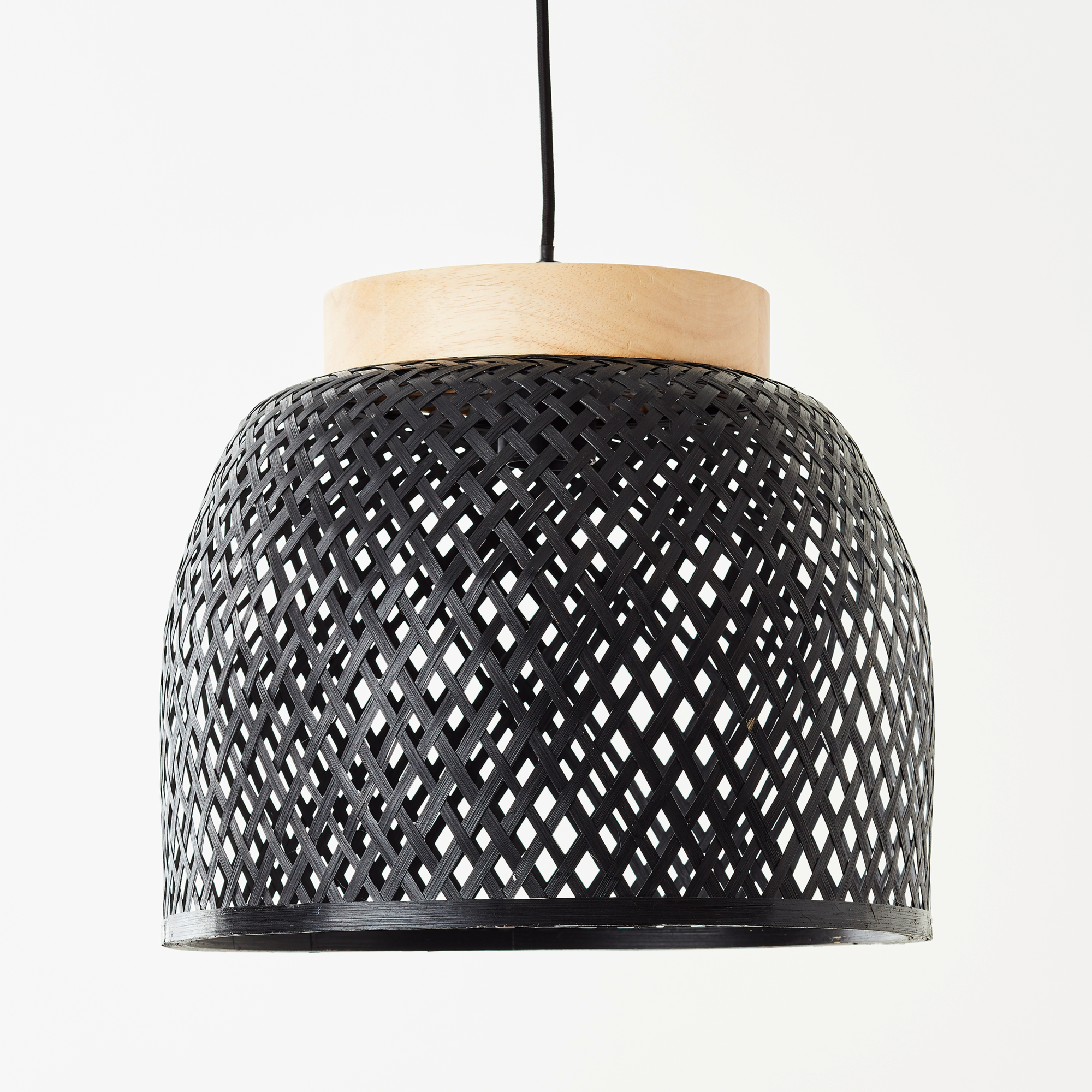 Lampadario Natura Ninon nero in bambù, D. 35 cm, L. 35 cm, INSPIRE ...