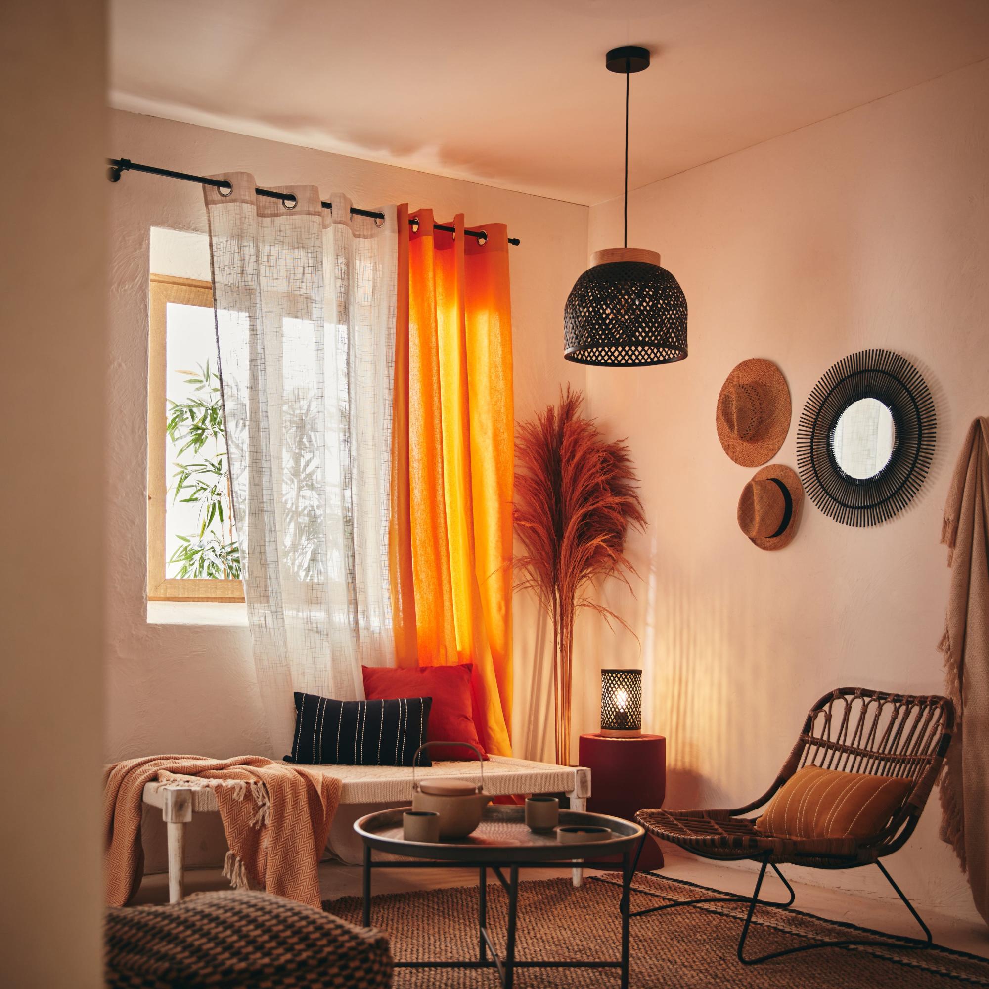 Lampadario Natura Ninon nero in bambù, D. 35 cm, L. 35 cm, INSPIRE ...