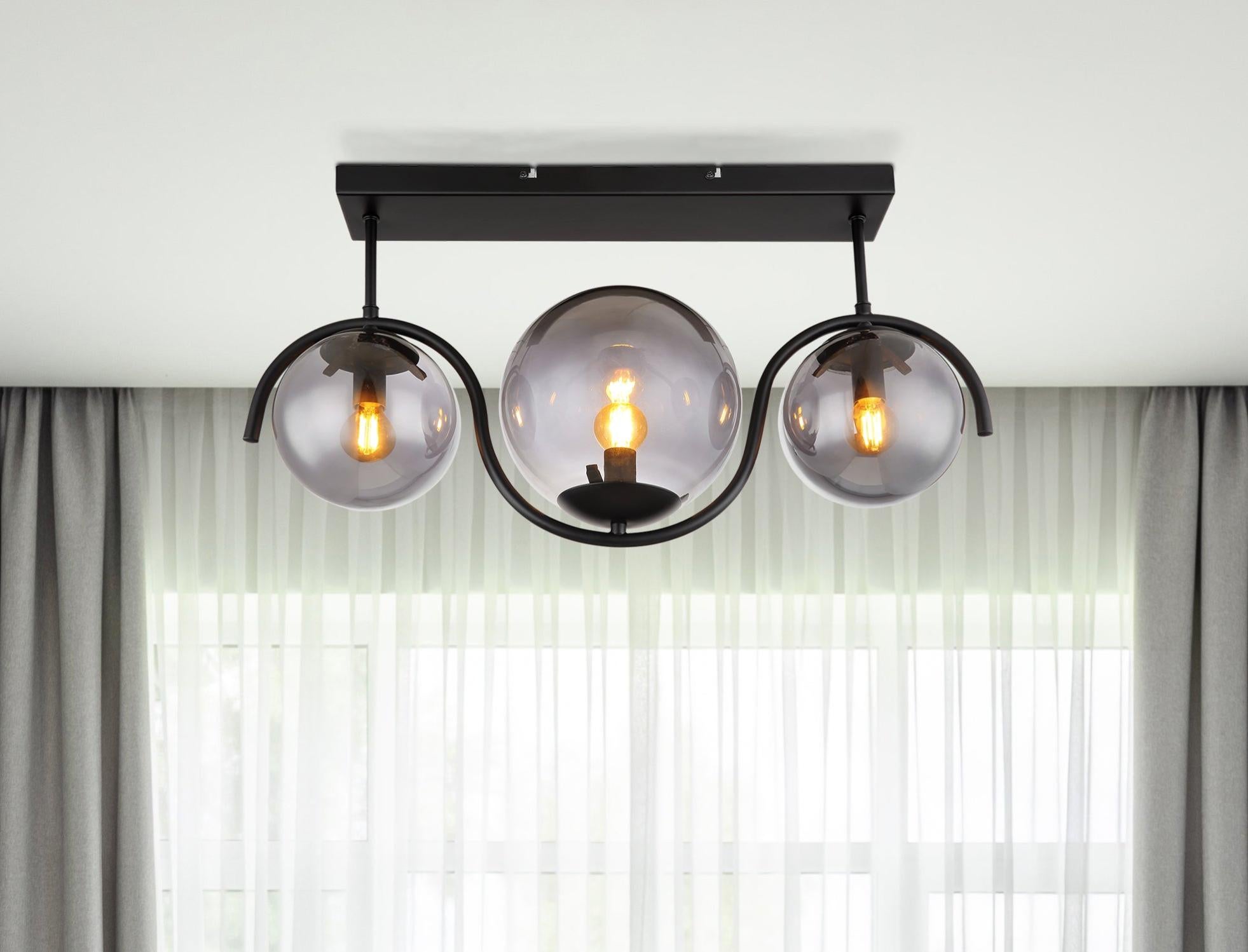 Plafoniera moderno Porry 3 x E14 nero 20 cm | Leroy Merlin