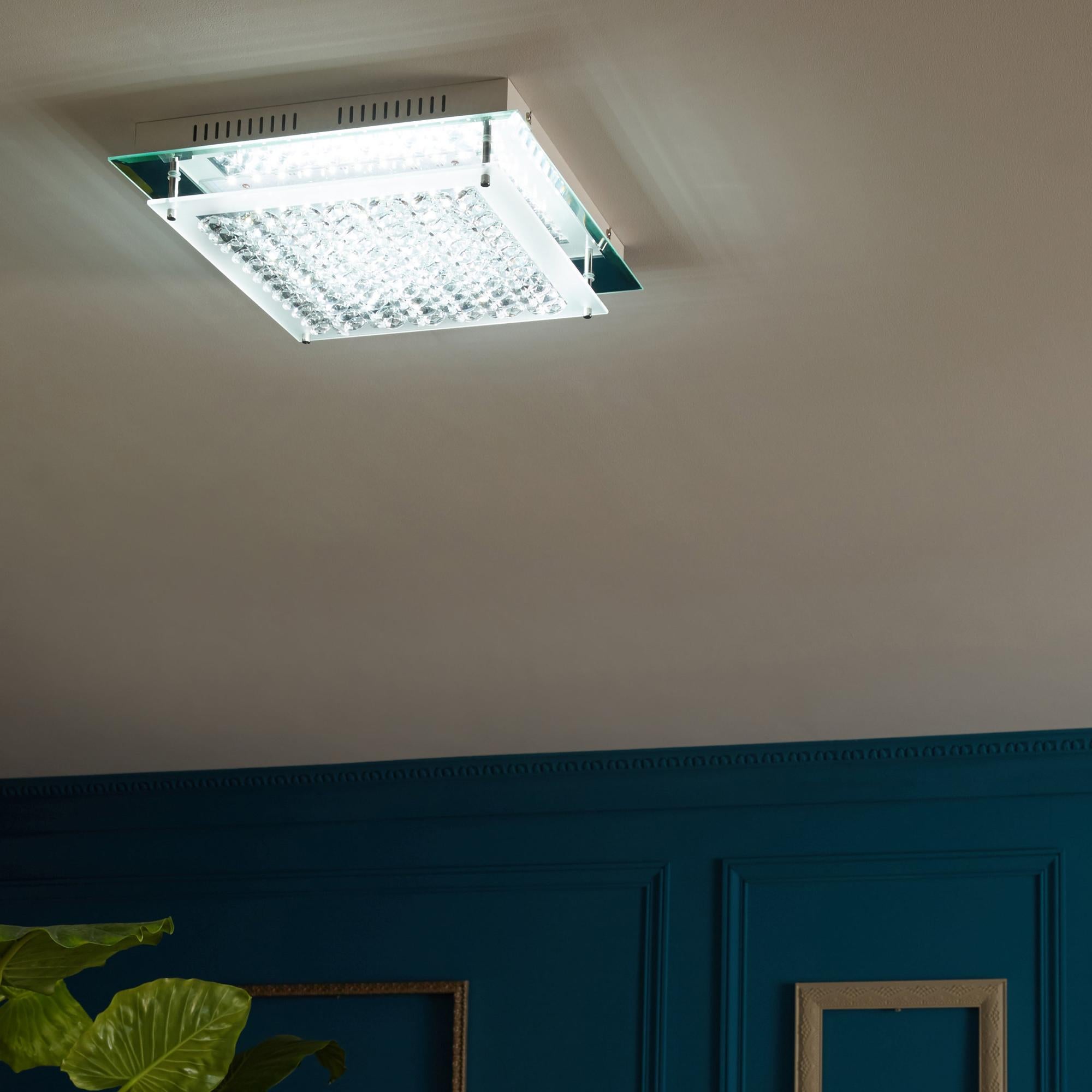 Plafoniera neoclassico LED Diamond, argento 36x36 cm, luce CCT ...