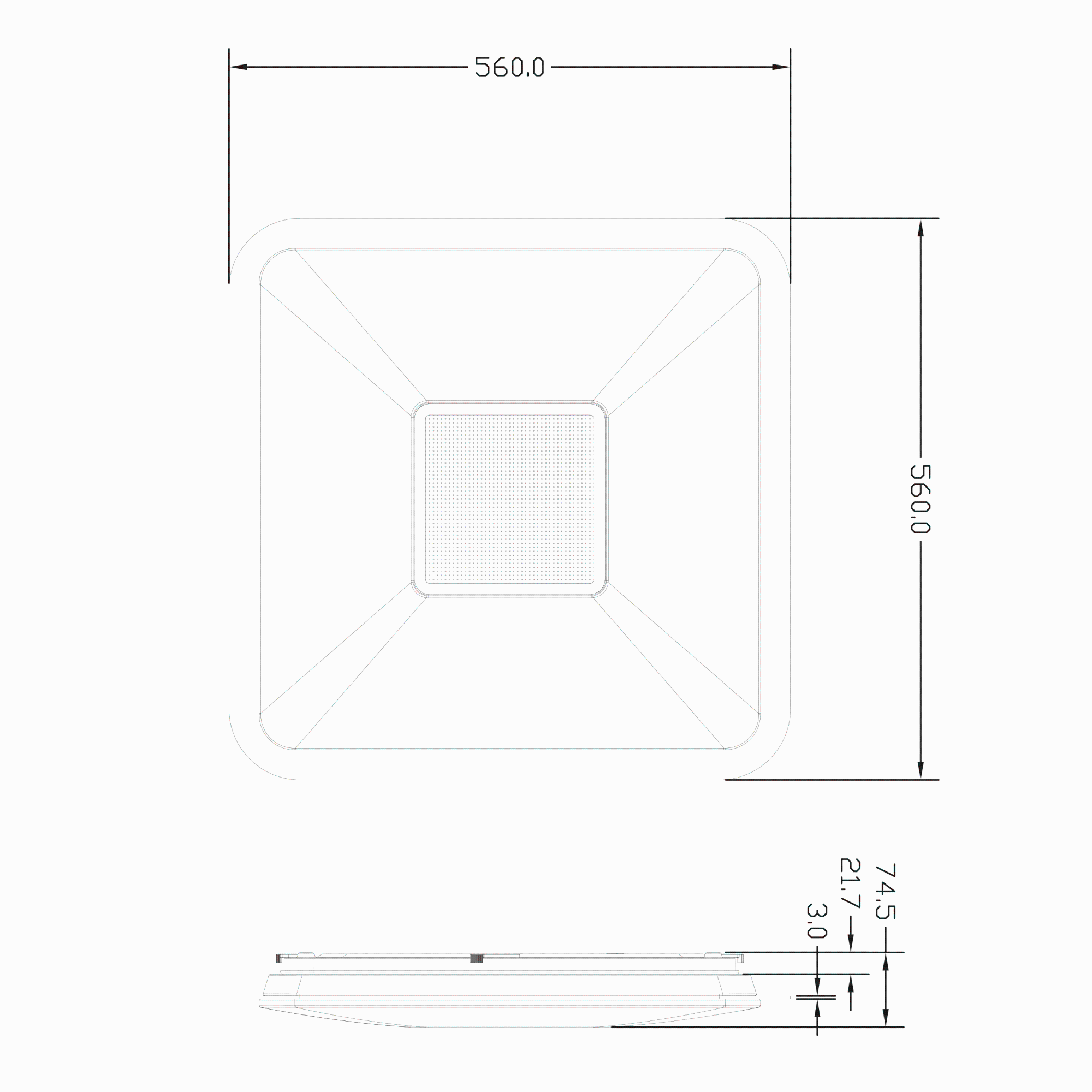 Plafoniera LED moderno Vizzini, bianco 56x56 cm, luce CCT dimmerabile ...