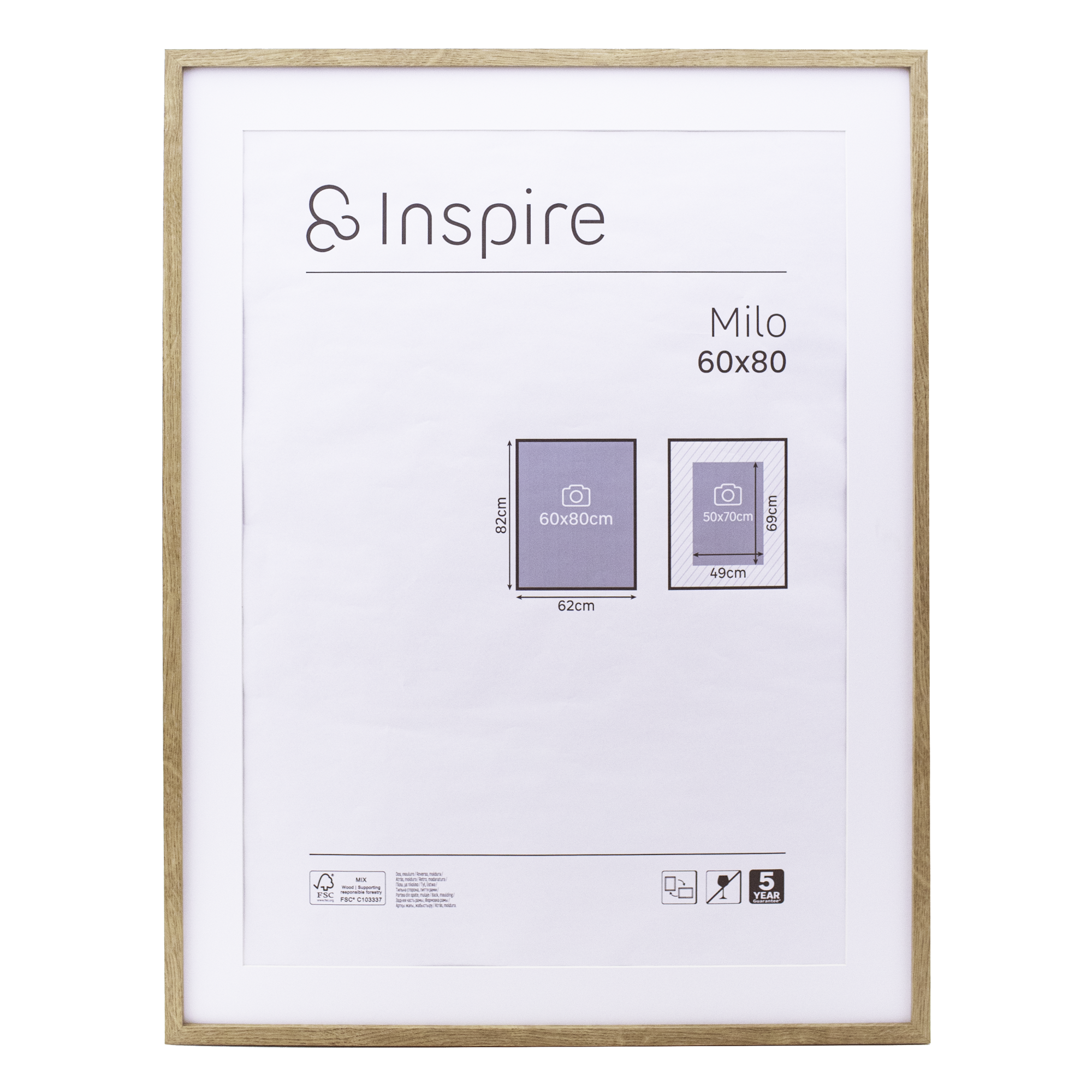 Cornice con passe-partout INSPIRE Milo, quercia 62.2x82.2 cm per ...