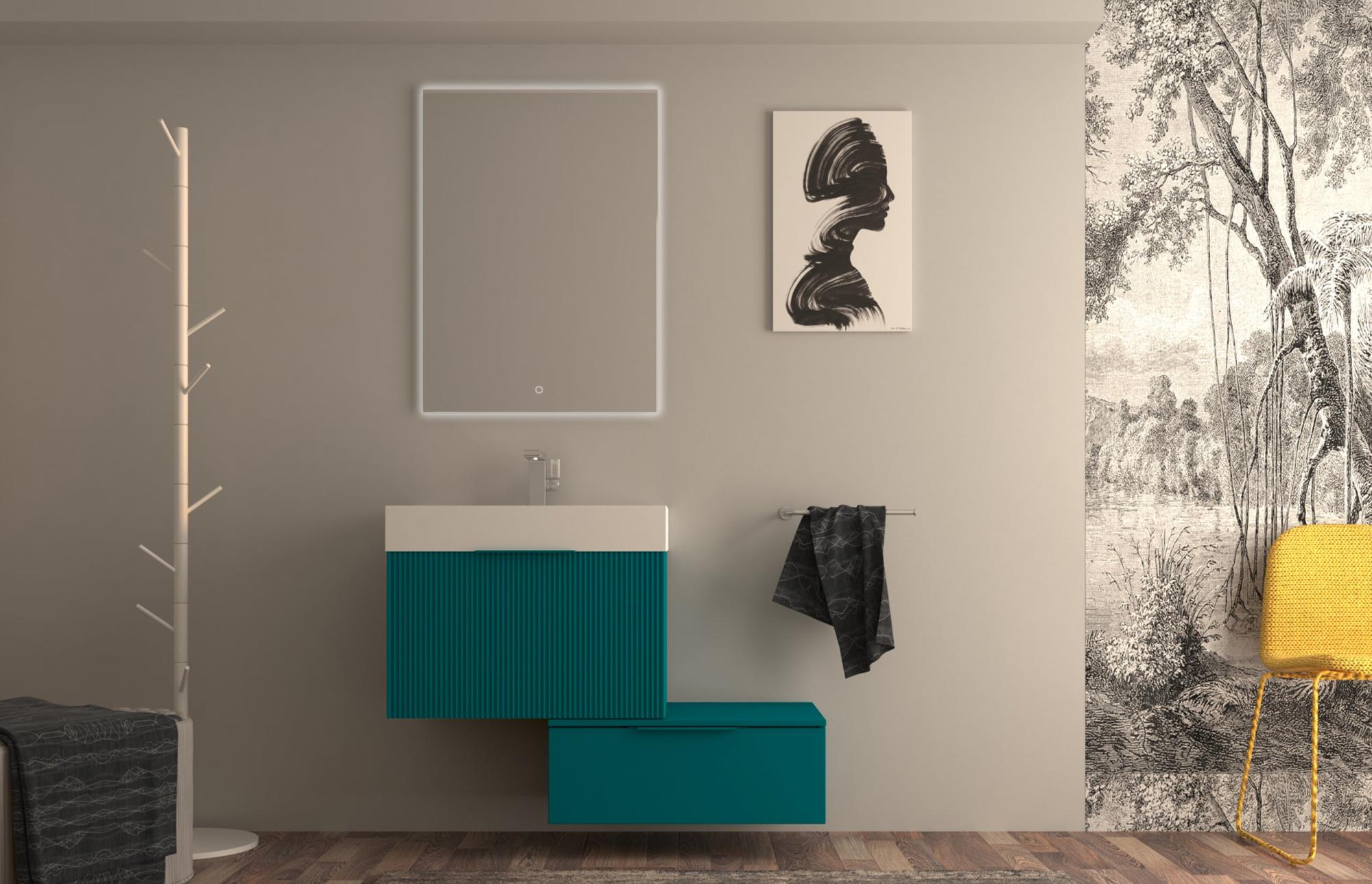 Base per mobile bagno Modula 1 cassetto L 70 x P 45 x H 27 cm blu ...