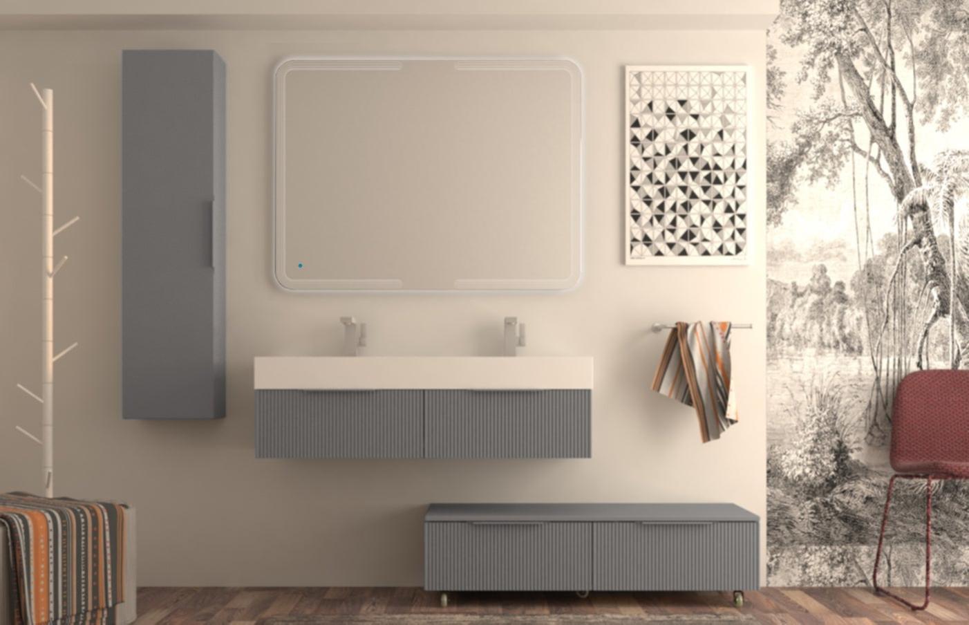 Base per mobile bagno Modula 1 cassetto L 120 x P 45 x H 27 cm grigio ...