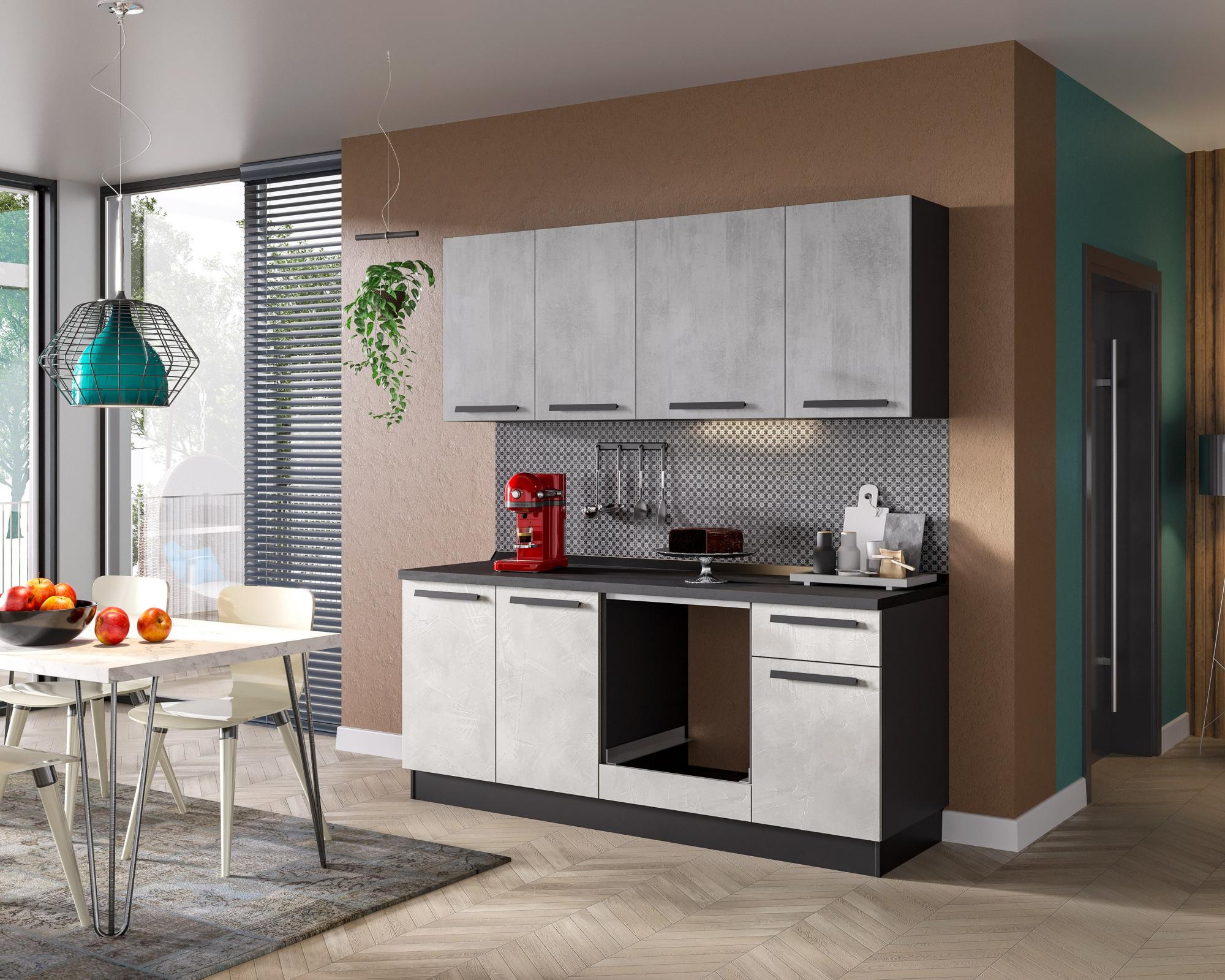 Cucina montata Dora con cappa Inka grigio L 195 cm | Leroy Merlin